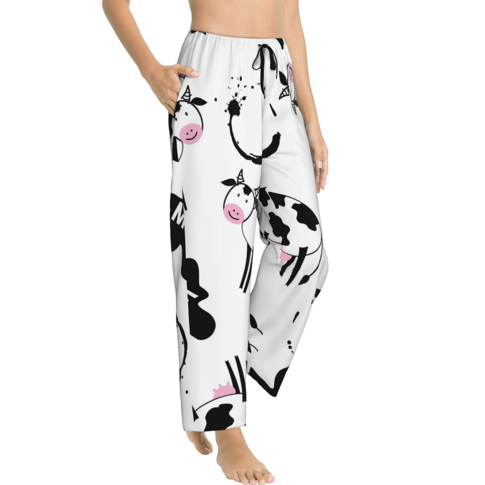 Picia Cute Cow and Milk Stains Womens Soft Woven Cotton Elastic ...