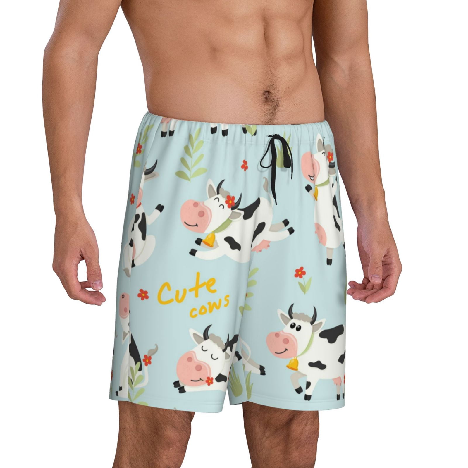 Picia Cute Cows Pajama Shorts for Men, Men's Pajama Bottoms, Sleepwear ...