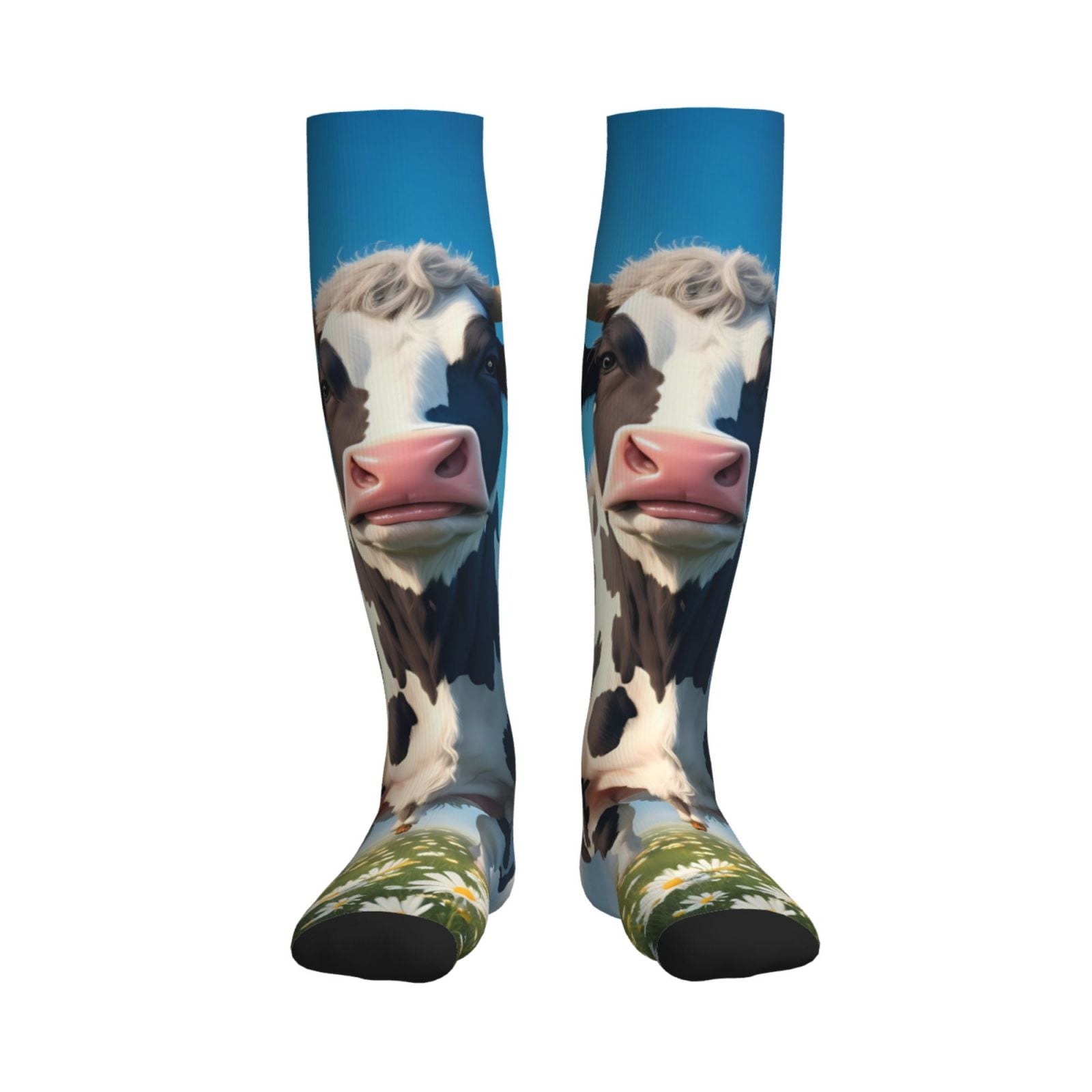 Picia Cute Daisy Cow A Printed Sports Compression Socks - 15-20mmHg ...