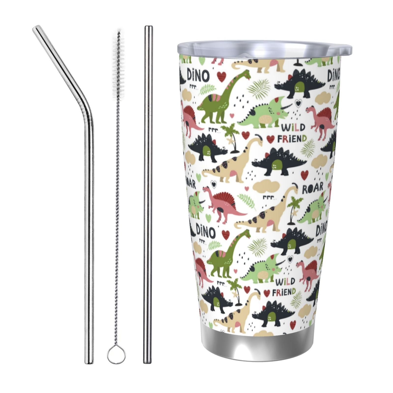 Picia Cute Dinosaurs Pattern 20 oz Tumbler Stainless Steel Vacuum ...