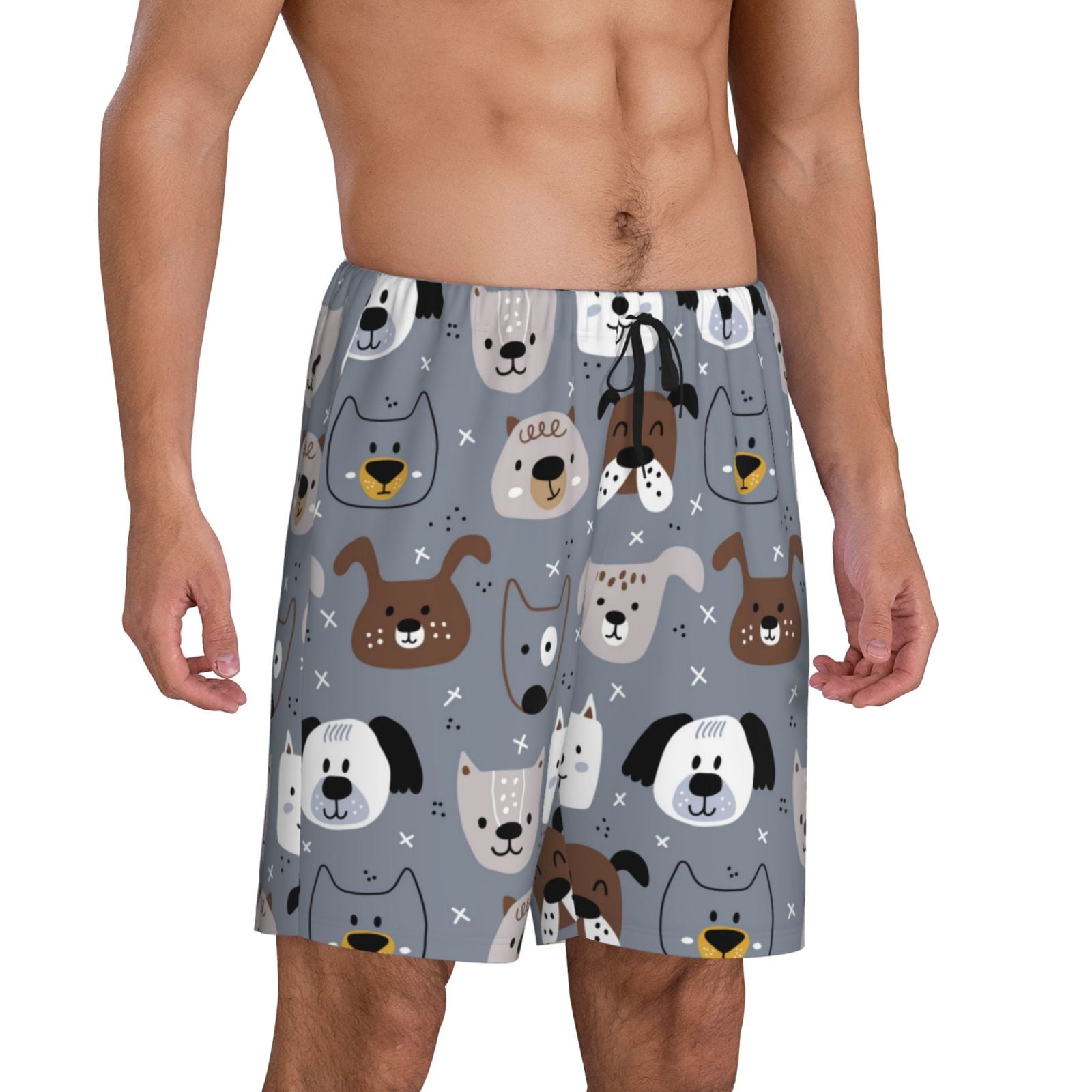 Picia Cute Dog Faces Pajama Shorts for Men, Men's Pajama Bottoms ...