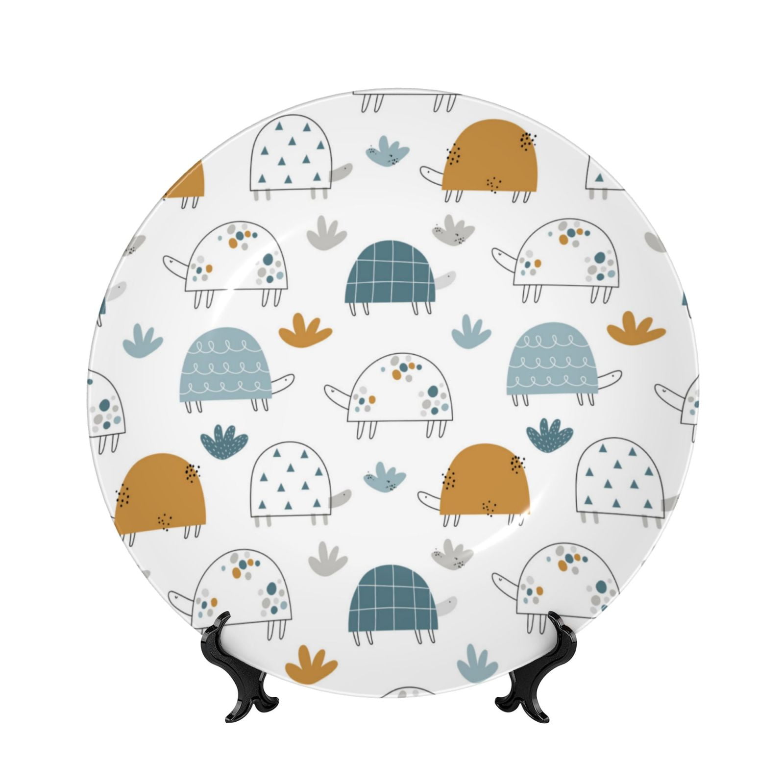Picia Cute Doodle Turtles Pattern Bone China Decorative Plate – Wall ...