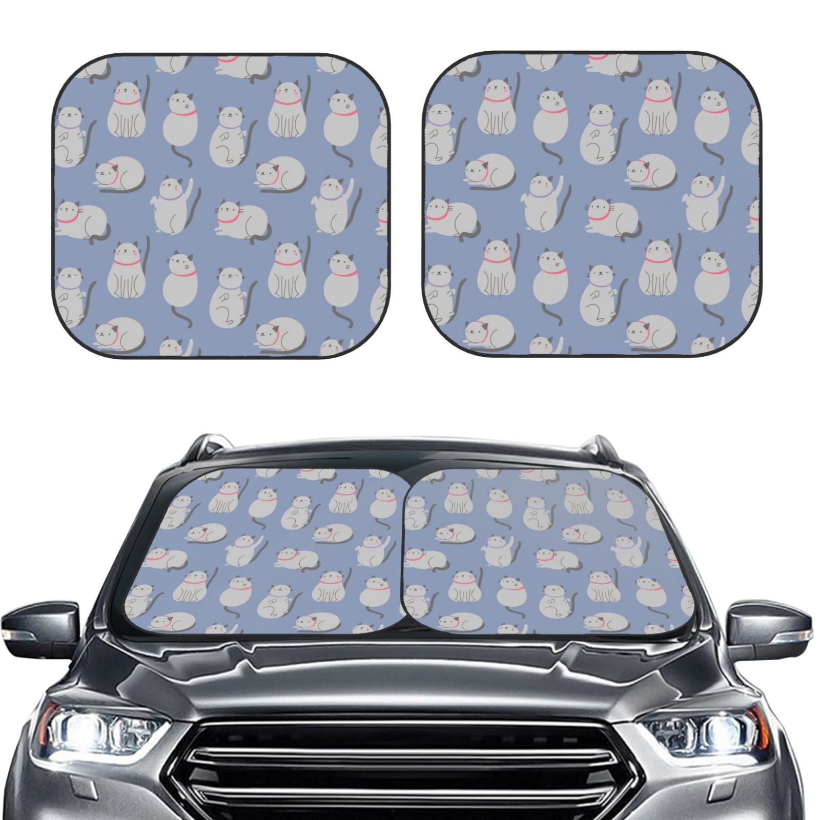 Picia Cute Fat Cat 2 Piece Car Windshield Sun Shade Foldable | Foldable ...
