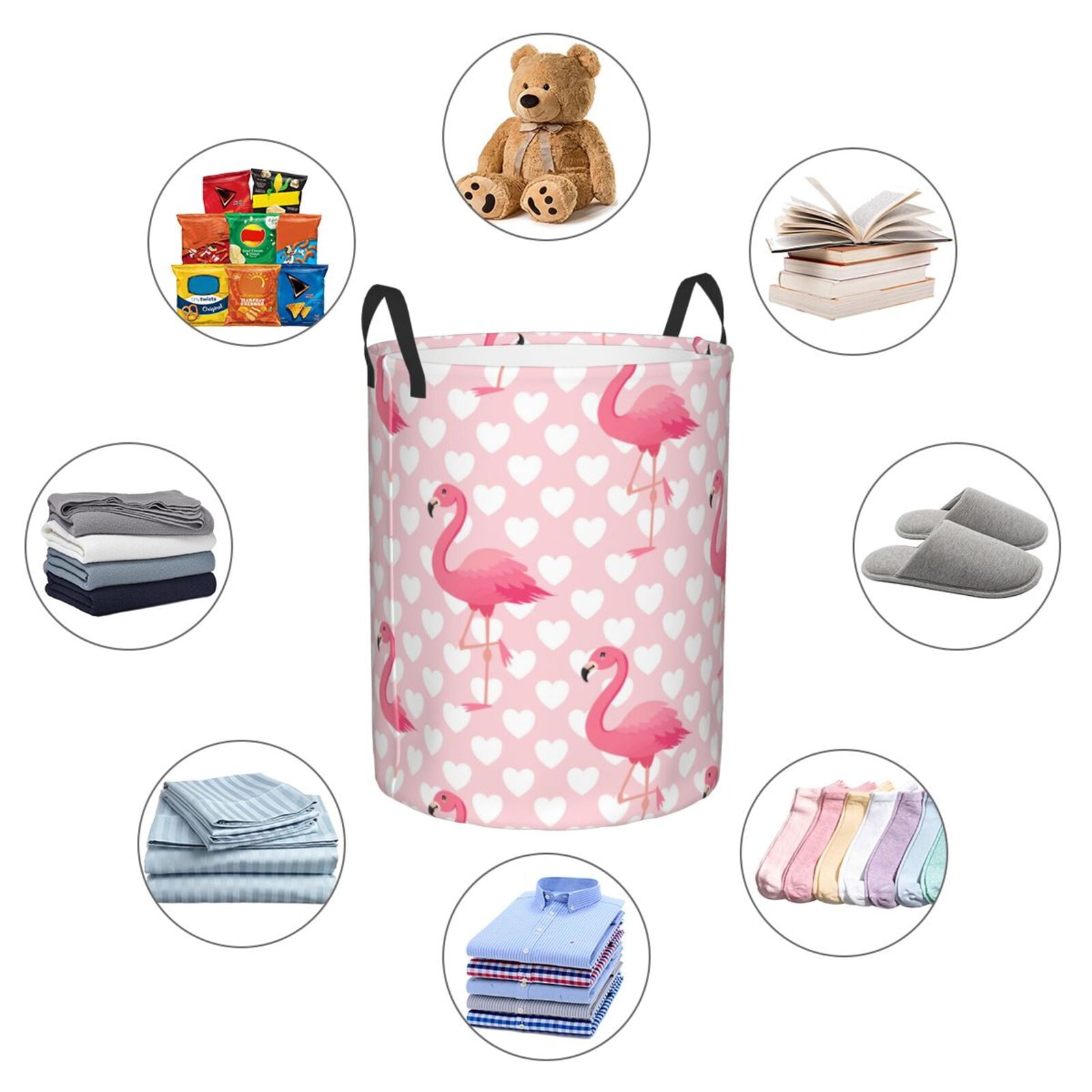 Picia Cute Flamingo with Heart Large Laundry Basket, Waterproof ...