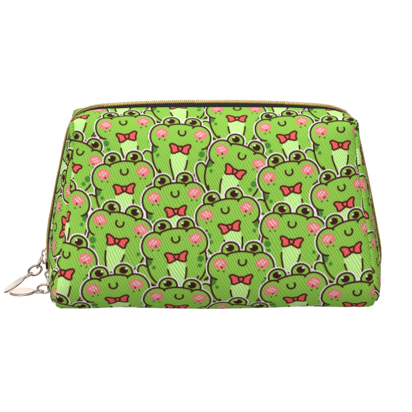 Picia Cute Green Frog Print Leather Makeup Bag Make Up Bag Travel ...