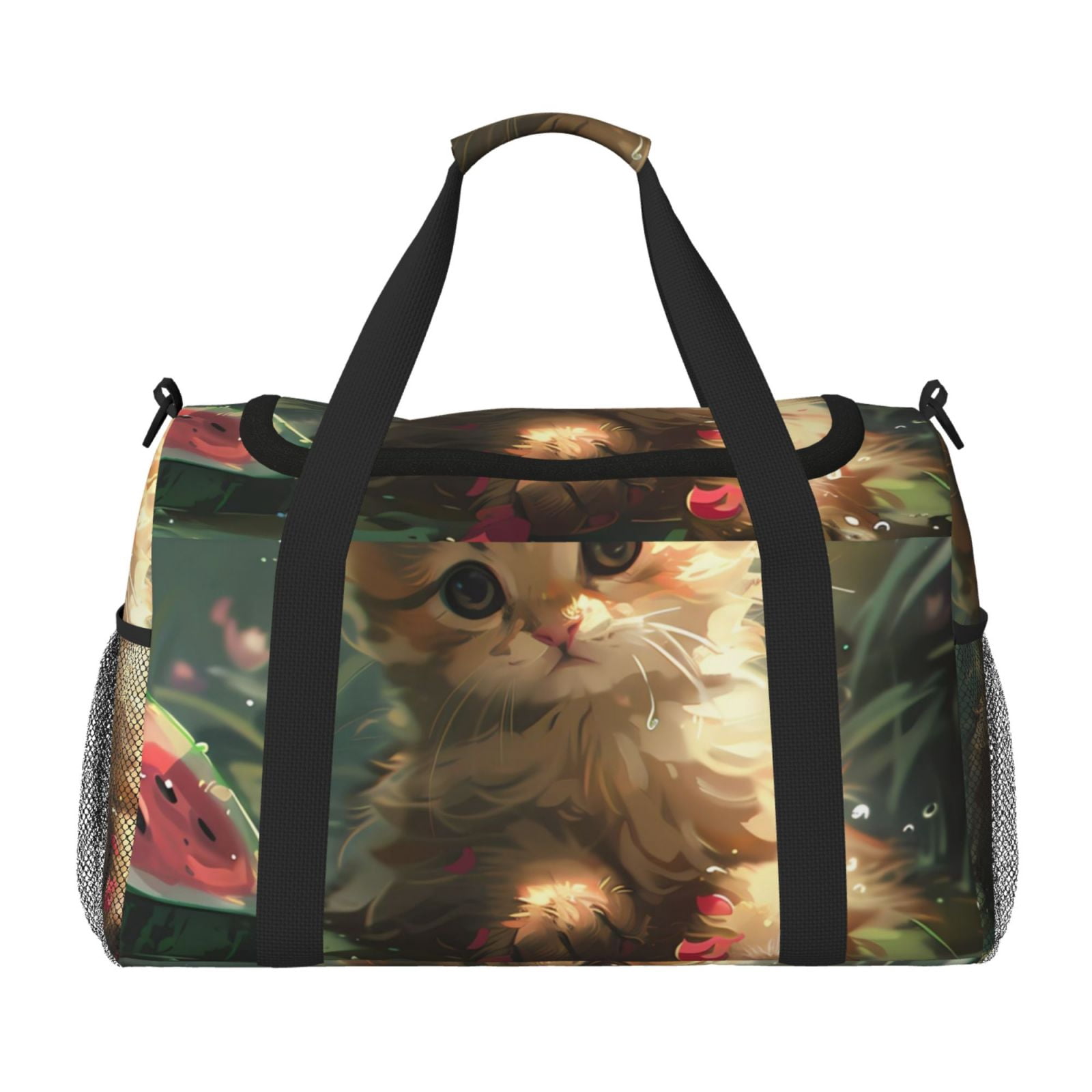 Picia Cute Kitten Water Lilies Print Travel Duffle Bag,Weekender Bags ...