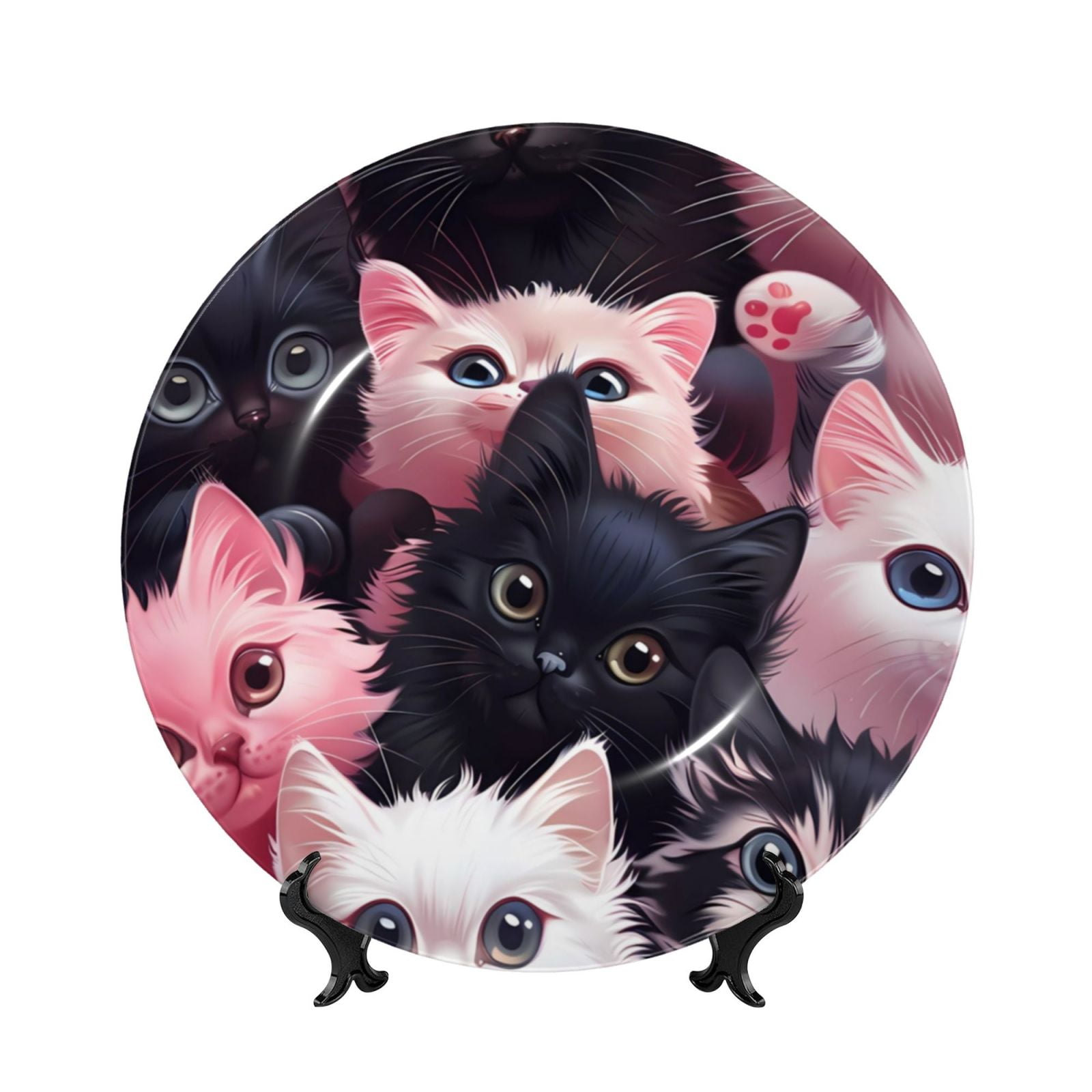Picia Cute Kittens Group Portrait Pattern Bone China Decorative Plate ...