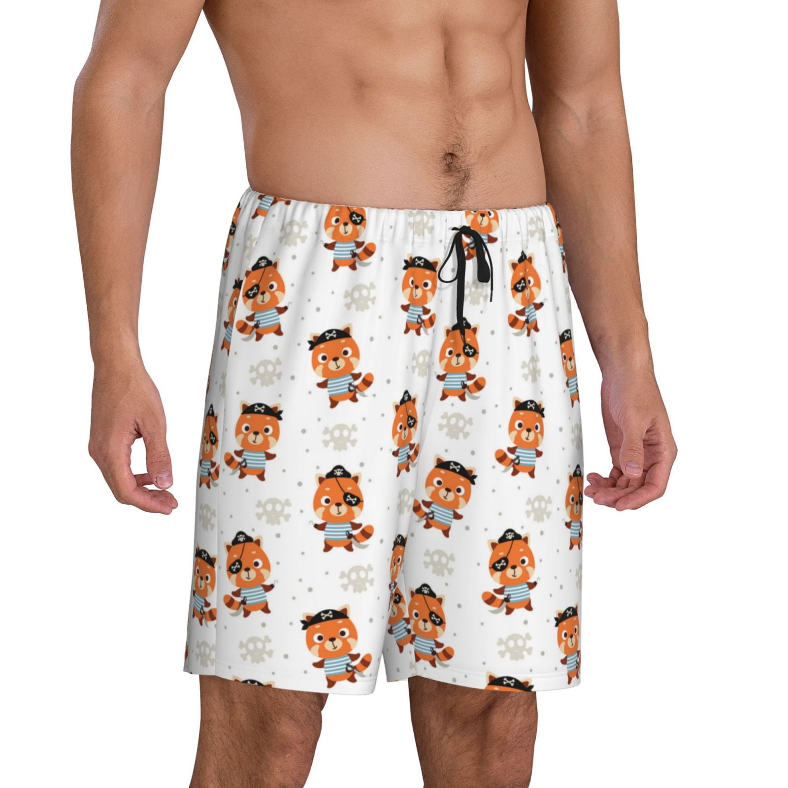Picia Cute Little Pirate Red Panda Pajama Shorts for Men, Men's Pajama ...