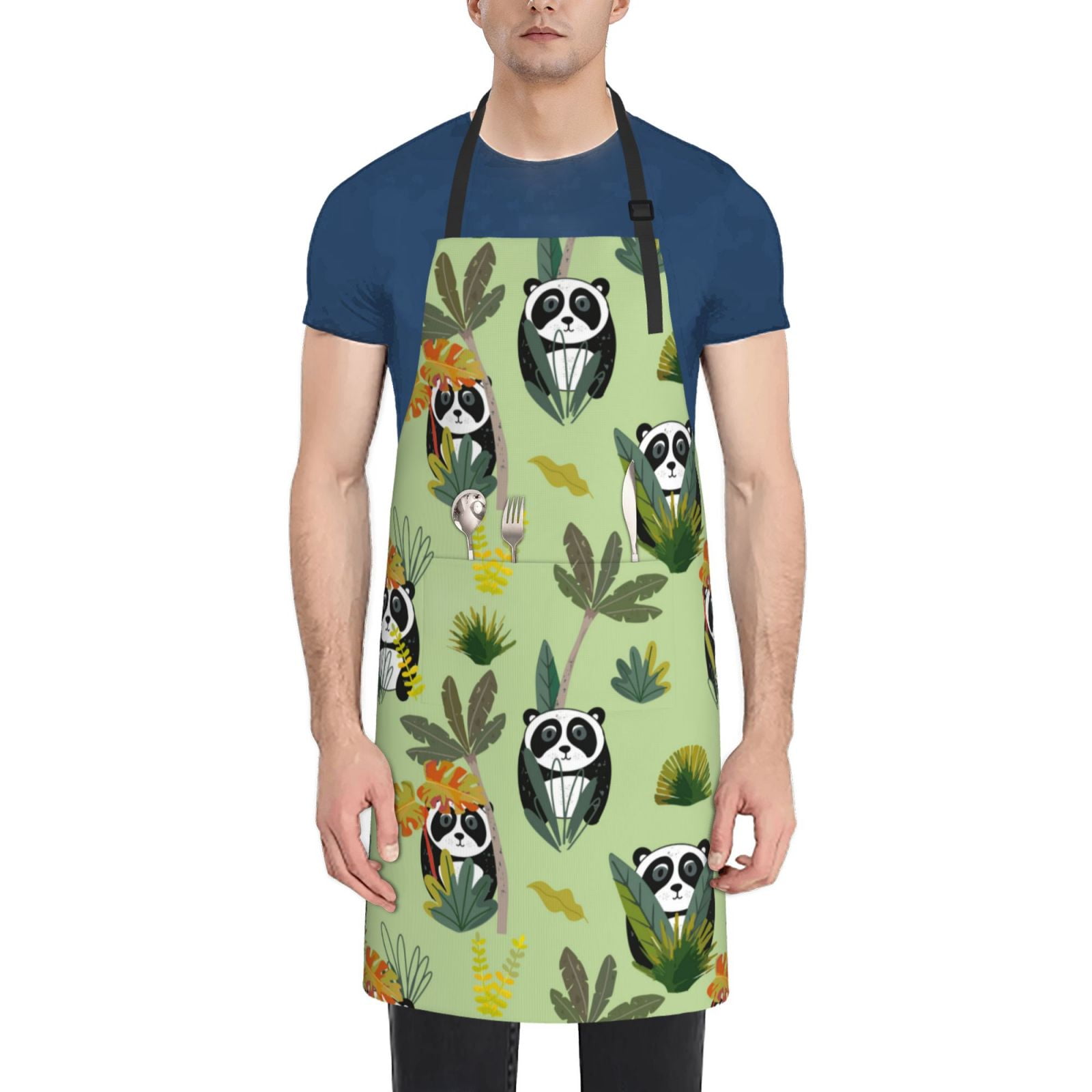 Picia Cute Panda Bear In Greenery Forest Waterproof Apron for Unisex ...