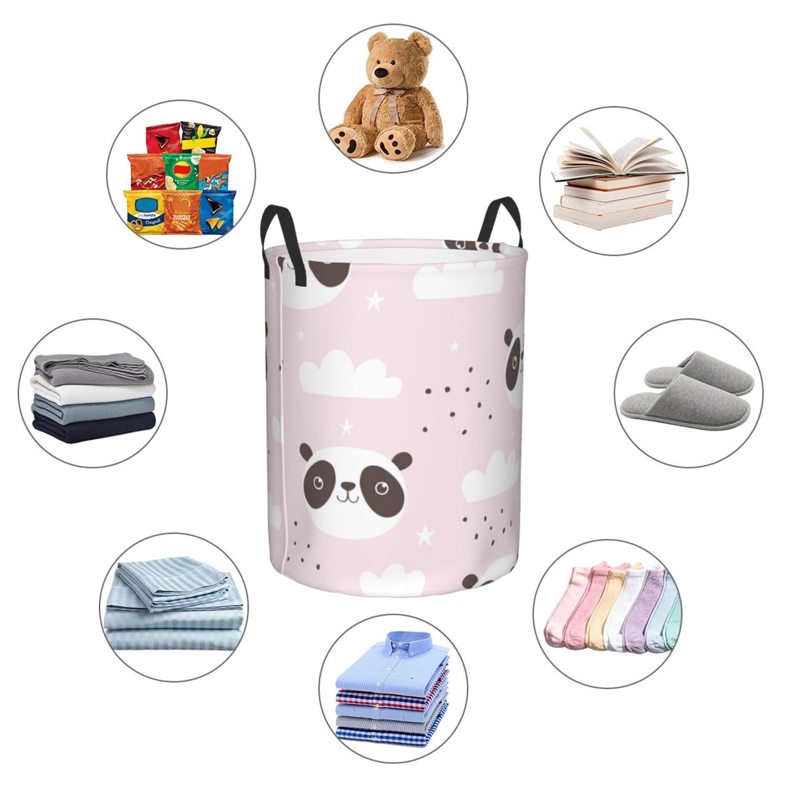 Picia Cute Panda Large Laundry Basket, Waterproof, Freestanding Laundry ...