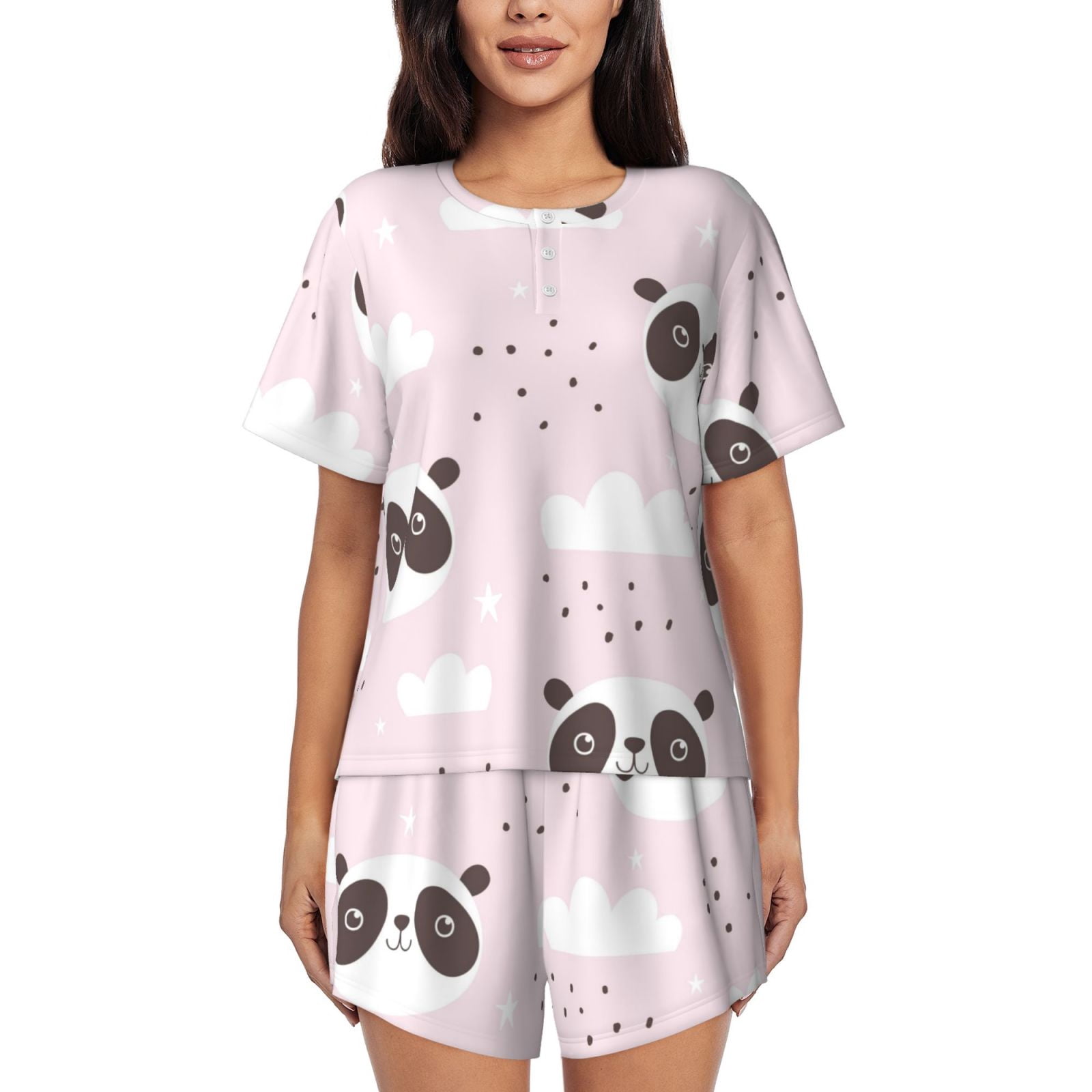 Picia Cute Panda Pajamas Sets for Women Soft Short-Sleeved Pjs with ...