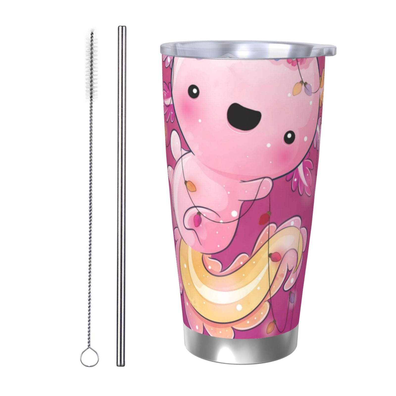Picia Cute Pink Axolotl A Pattern 20 oz Tumbler Stainless Steel Vacuum ...