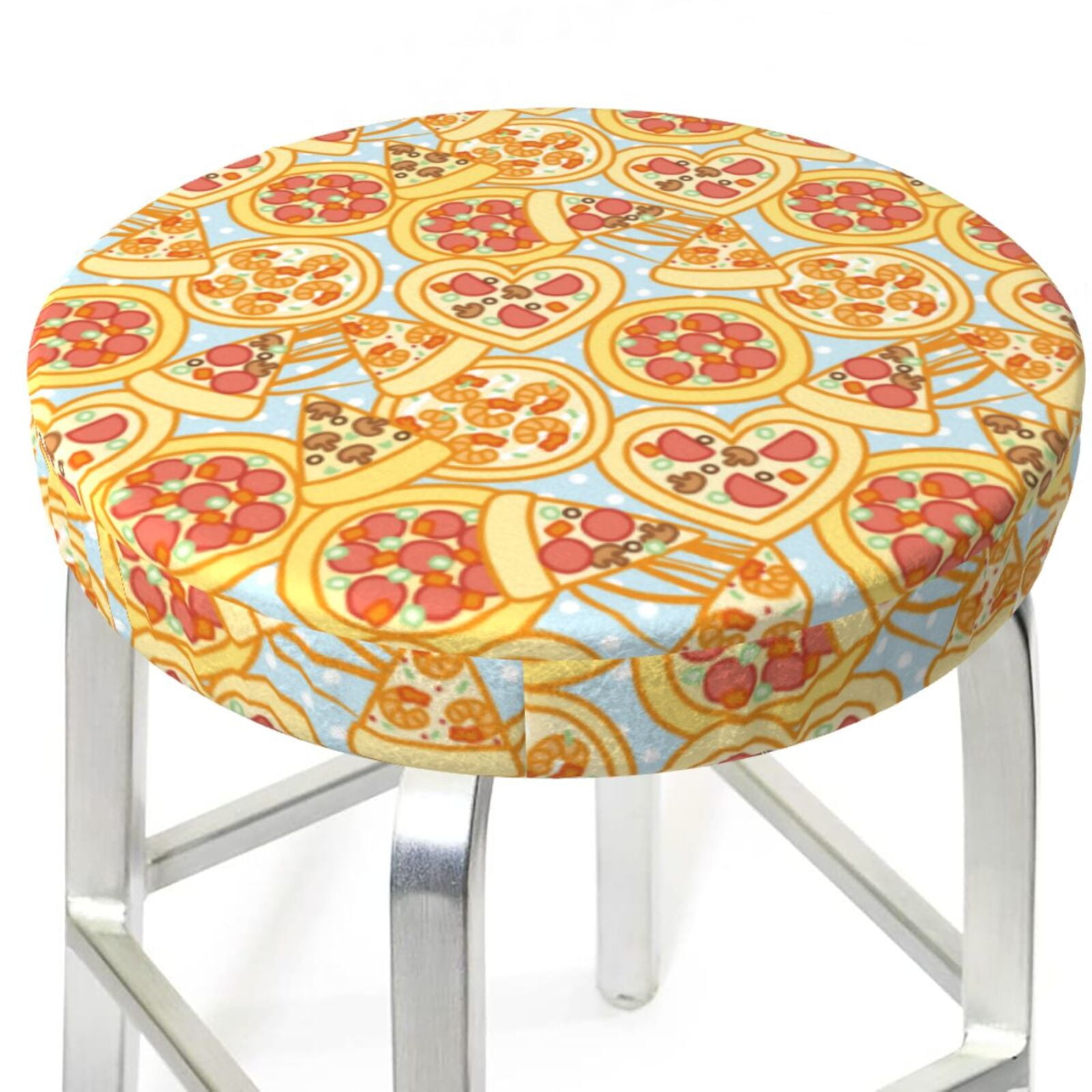 Picia Cute Pizza In Various pattern Round Stool Covers Comfy Seat ...