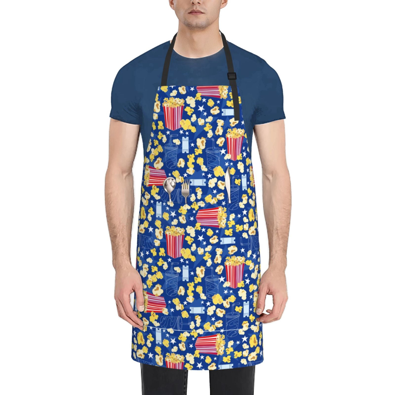 Picia Cute Popcorn Waterproof Apron for Unisex Adult - Adjustable Bib ...