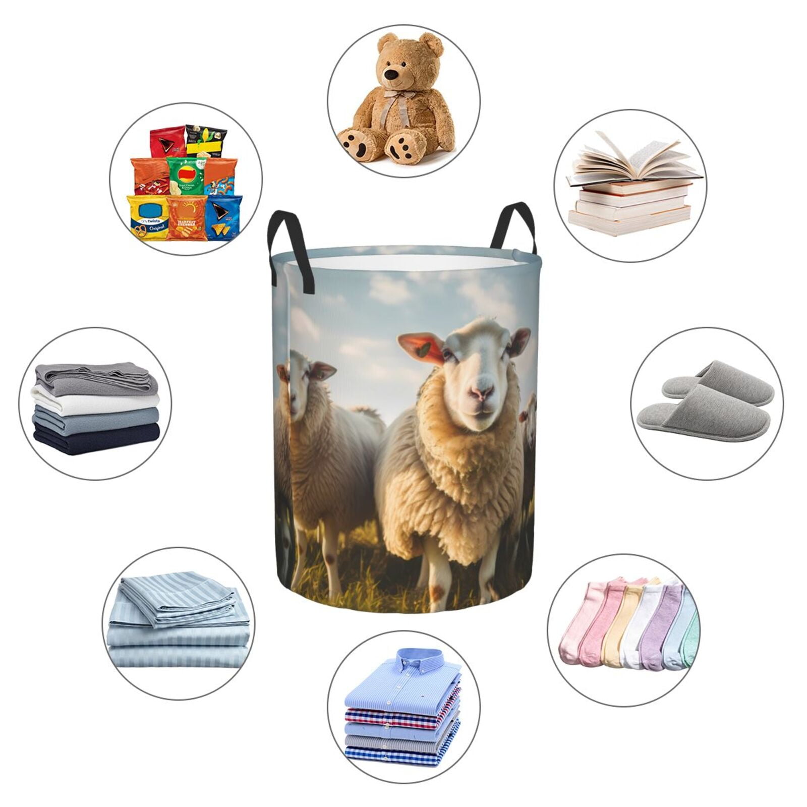 Picia Cute Prairie Sheep Herd Large Laundry Basket, Waterproof ...