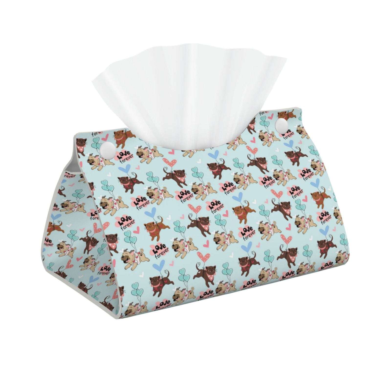 Picia Cute Pug Dogs Pattern Long Tissue Box Cover,PVC Leather Triangle ...