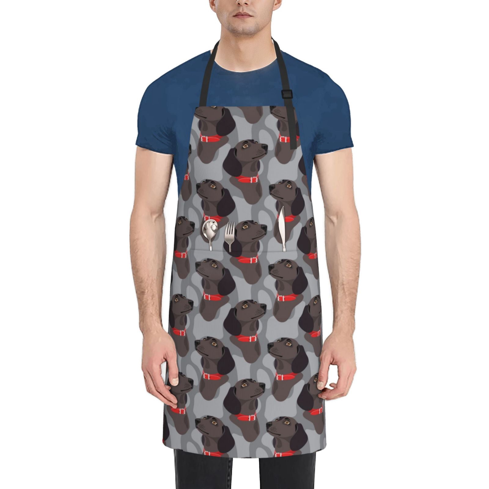 Picia Cute Puppy Black Waterproof Apron for Unisex Adult - Adjustable ...