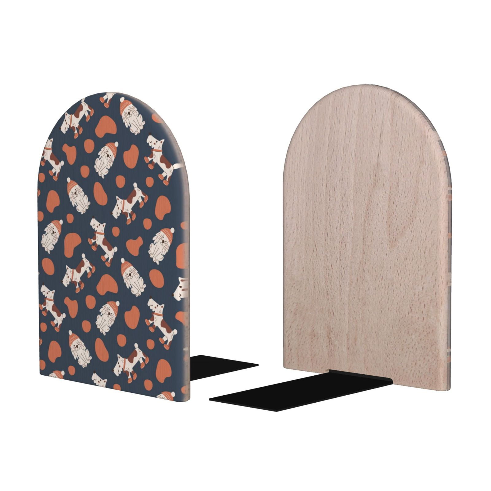 Picia Cute Puppy Pattern Wood Bookends for Shelves,Non-slip Bookends ...