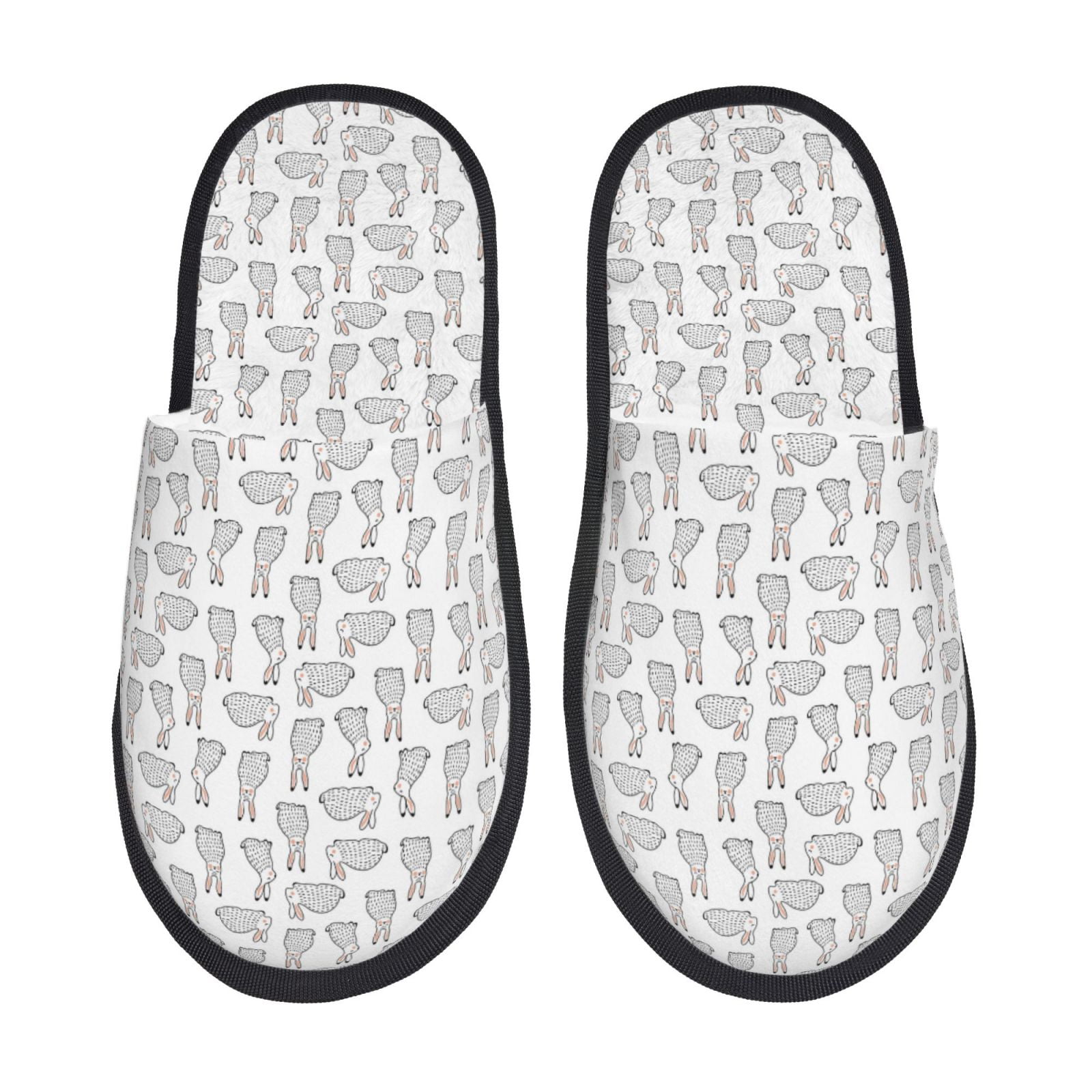 Picia Cute Rabbit Print Women's Fuzzy Fluffy House Slippers Plush ...