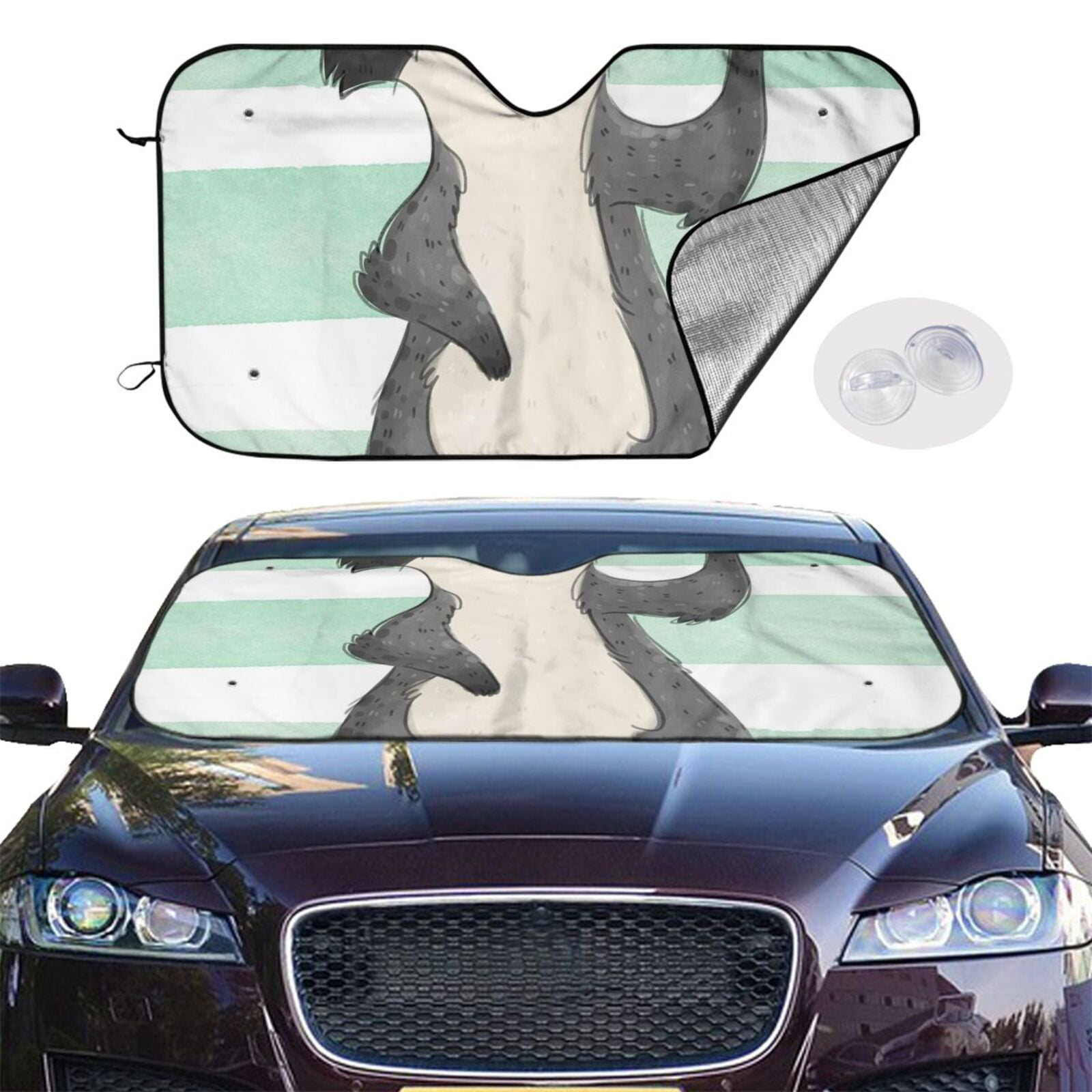 Picia Cute Raccoon Curved Windshield Sunshade Accordion Folding Style ...