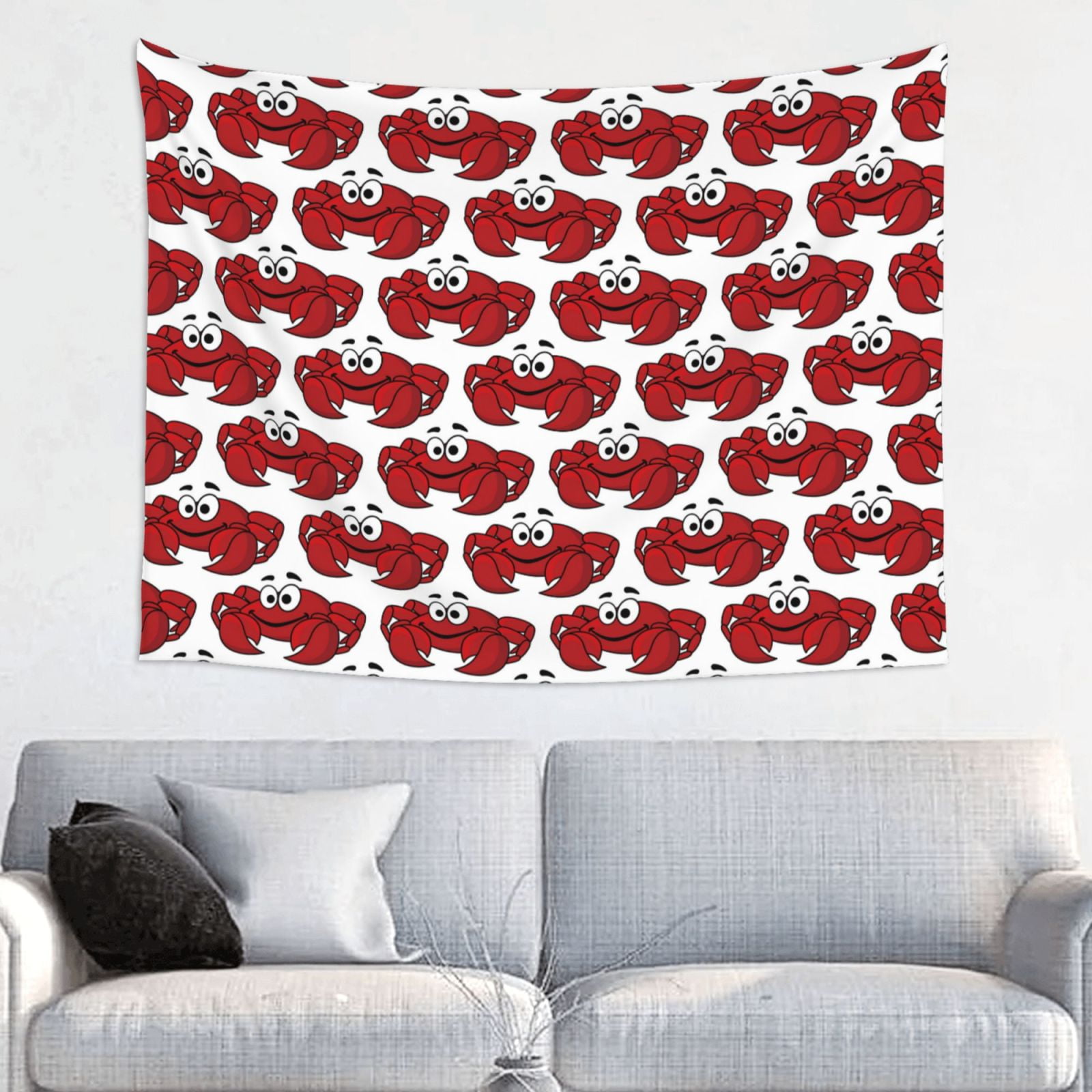 Picia Cute Red Crab Pattern Tapestry-Tapestries for Bedroom Living Room ...