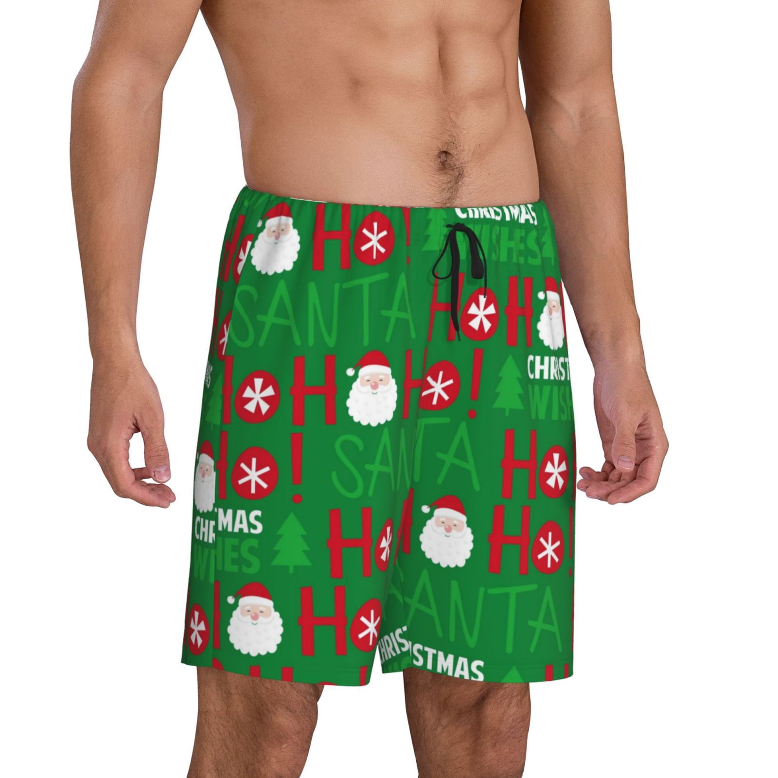 Picia Cute Santa Pajama Shorts for Men, Men's Pajama Bottoms, Sleepwear ...
