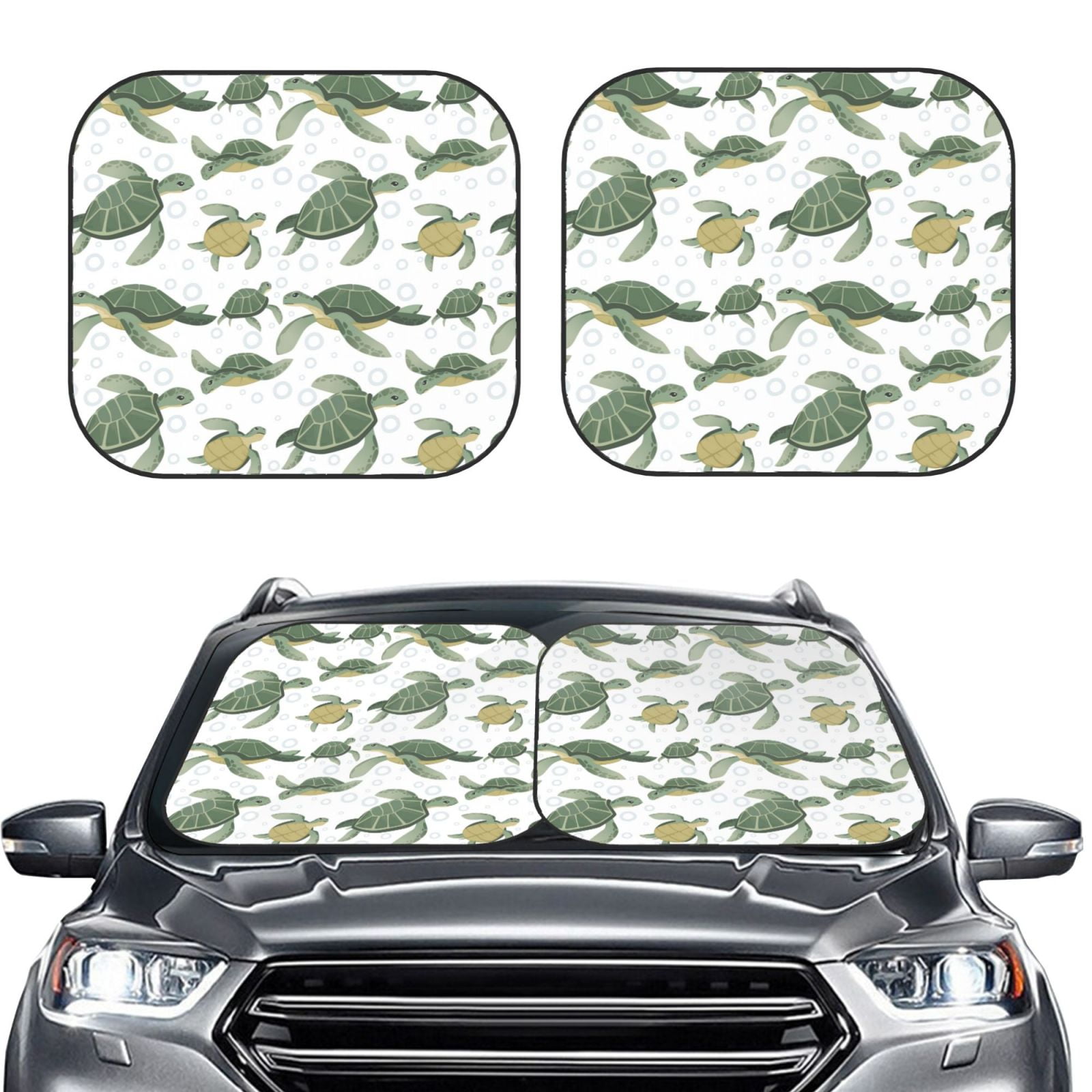 Picia Cute Turtle 2 Piece Car Windshield Sun Shade Foldable | Foldable ...