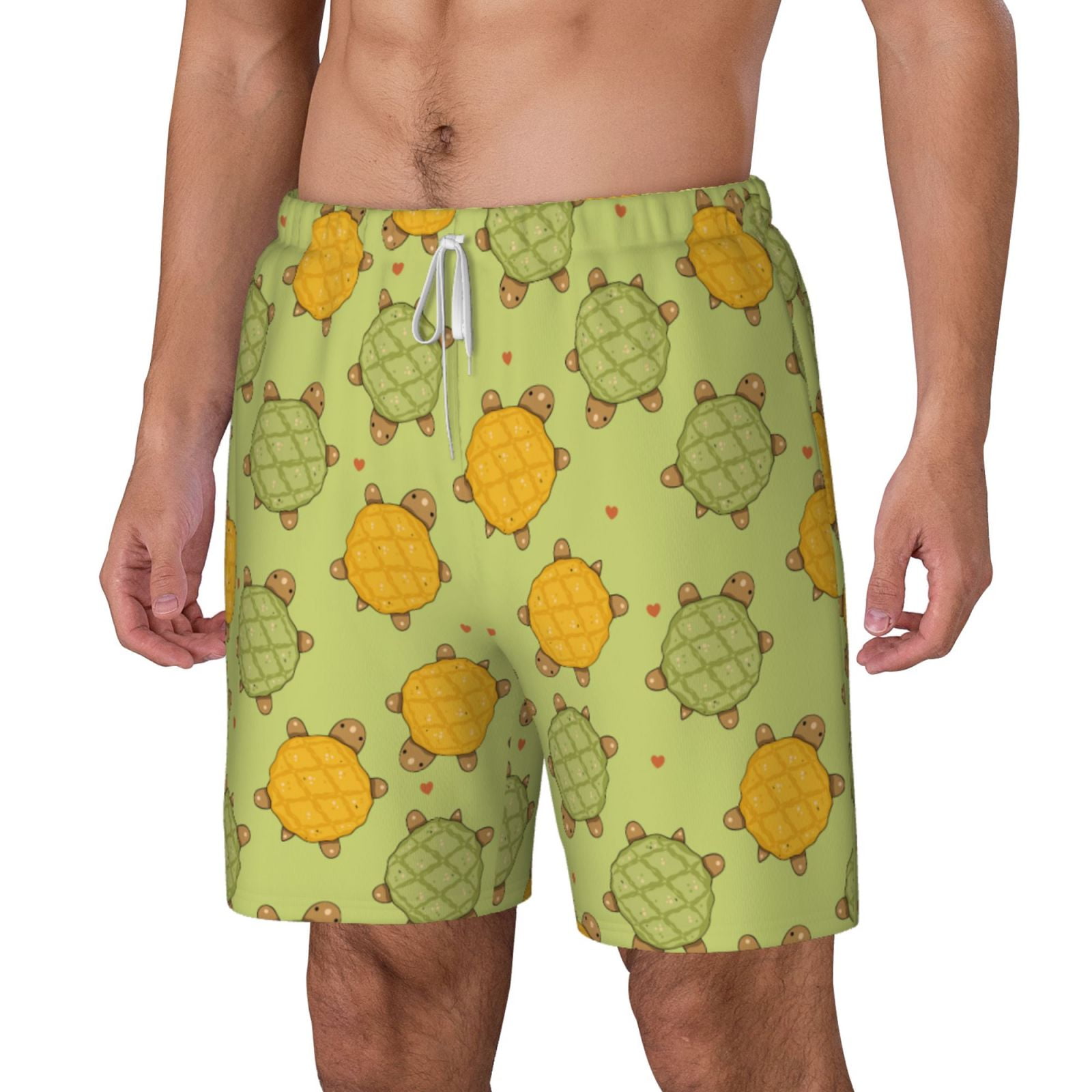 Picia Cute Turtle pattern Mens Swim Trunks with Compression Liner ...