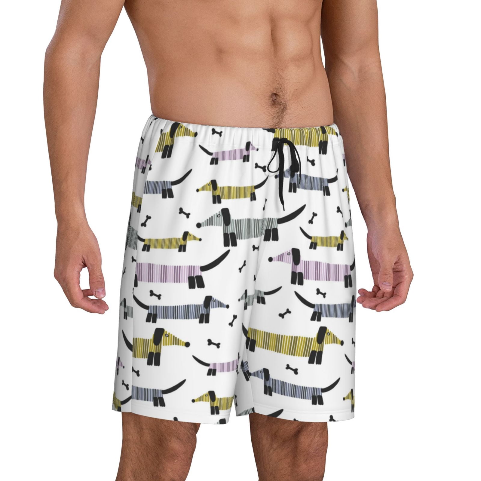 Picia Dachshund Dog Puppy Pajama Shorts for Men, Men's Pajama Bottoms ...