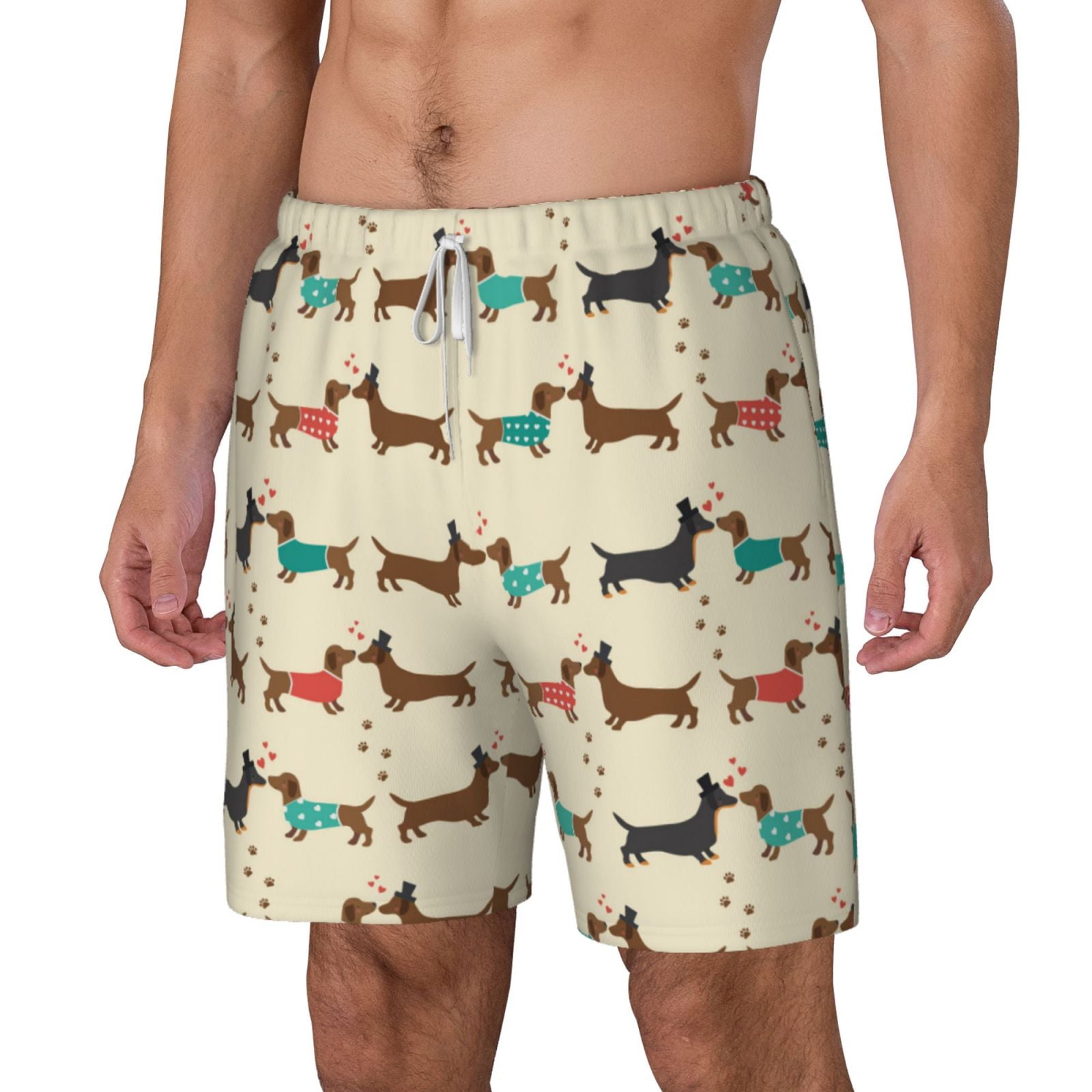 Picia Dachshund Dog pattern Mens Swim Trunks with Compression Liner ...