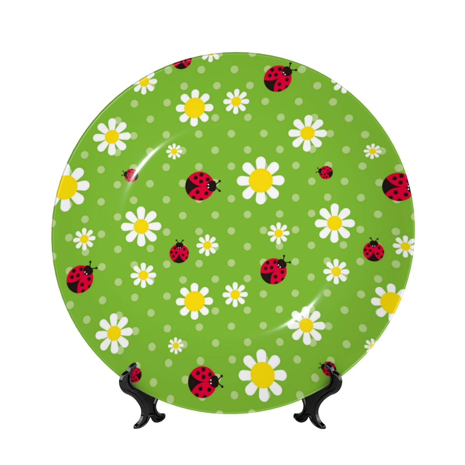 Picia Daisies And Ladybugs Pattern Bone China Decorative Plate – Wall ...