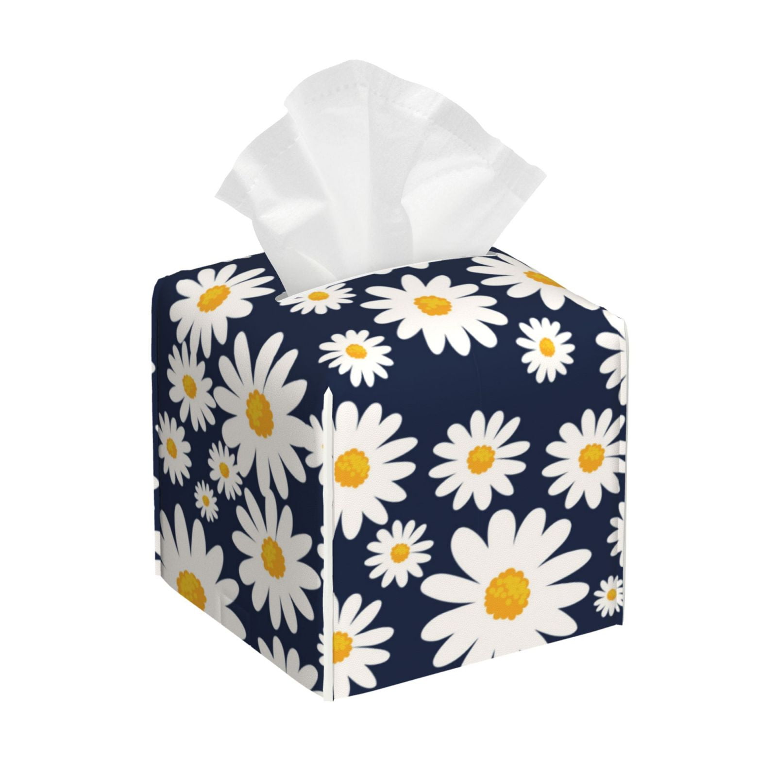 Picia Daisy Floral Pattern Tissue Box Cover,PVC Leather Square Holder ...