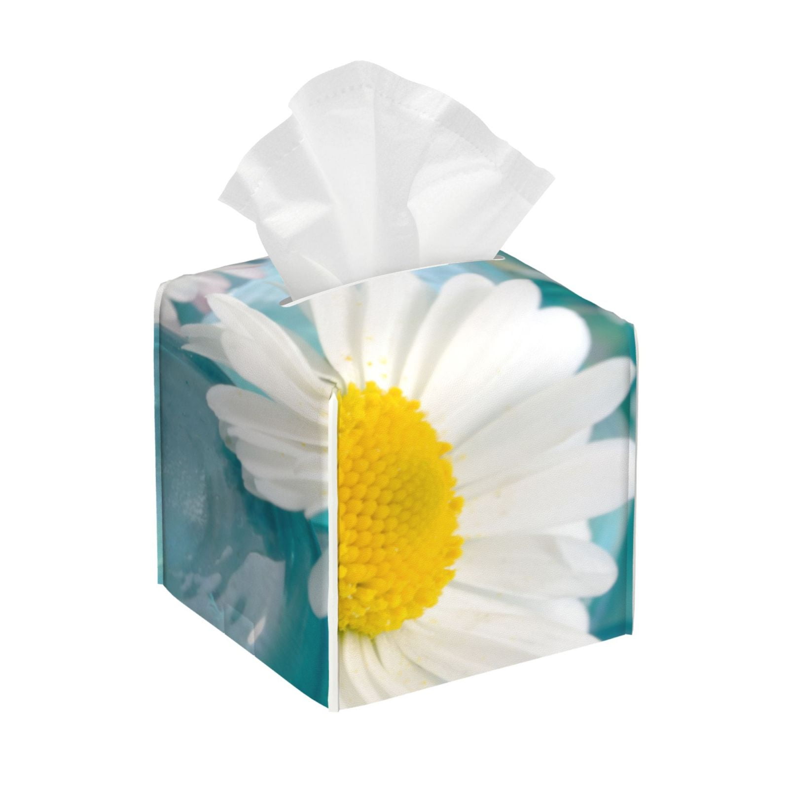 Picia Daisy Flowers Pattern Tissue Box Cover,PVC Leather Square Holder ...