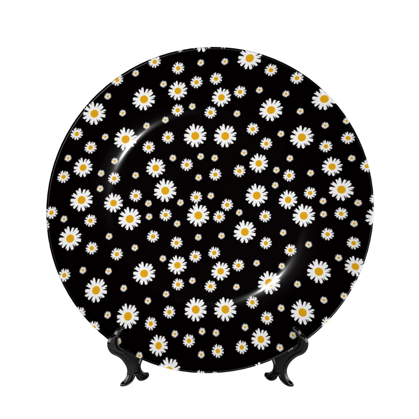 Picia Daisy Pattern Bone China Decorative Plate – Wall Decor with Stand ...