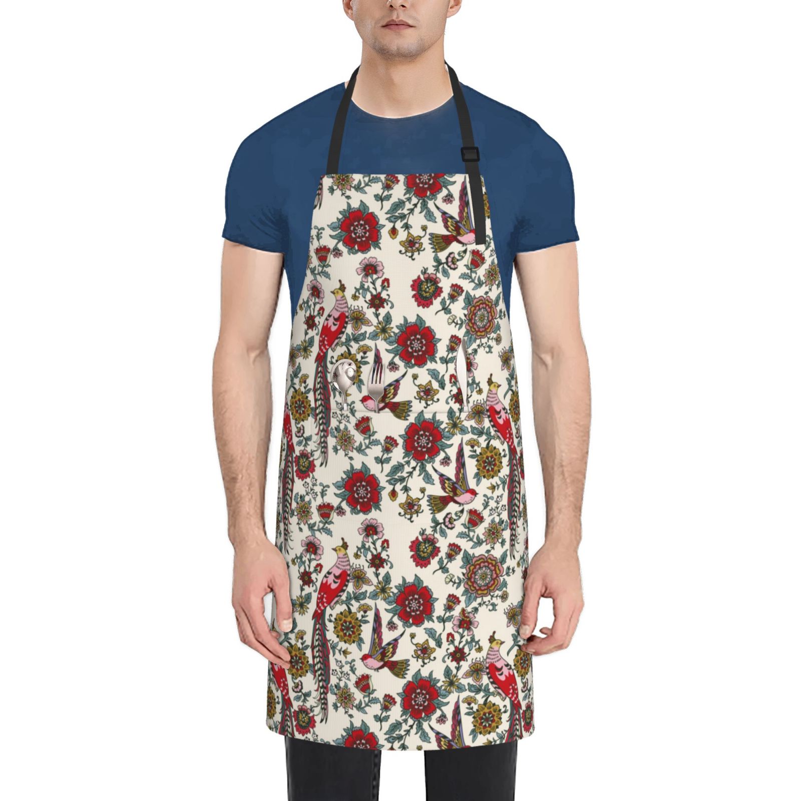 Picia Dark Enchanted Flowers And Birds Waterproof Apron for Unisex ...