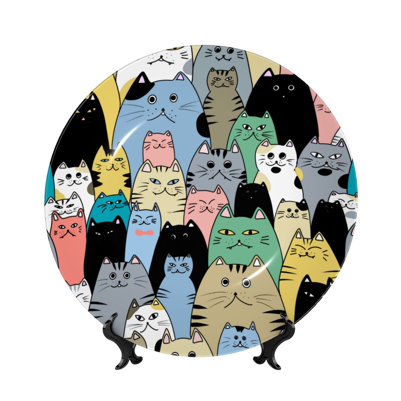 Picia Different Cats Pattern Bone China Decorative Plate – Wall Decor ...