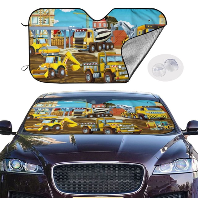 Picia Different Construction Site Vehicles Curved Windshield Sunshade ...