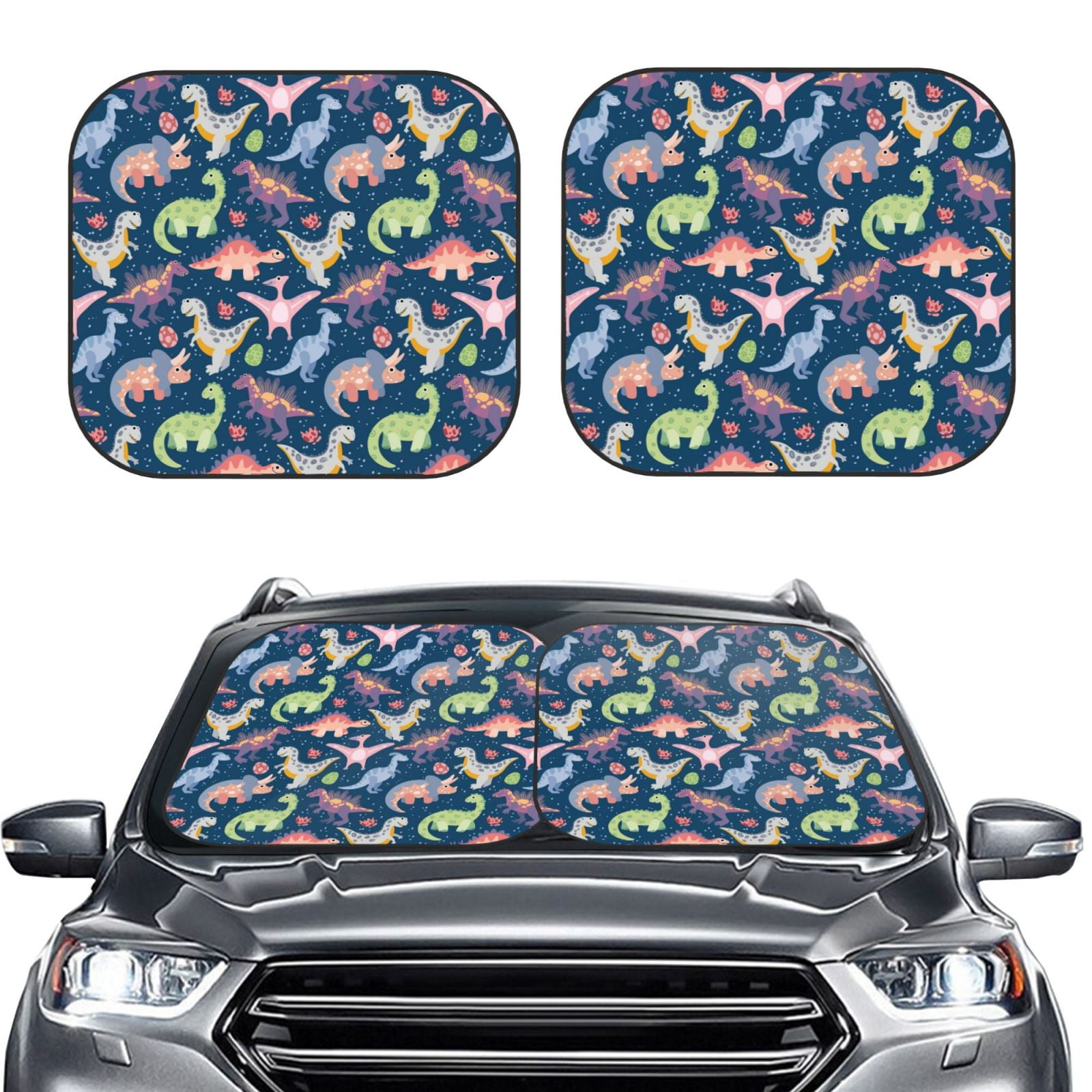 Picia Dinosaur 2 Piece Car Windshield Sun Shade Foldable | Foldable Sun ...
