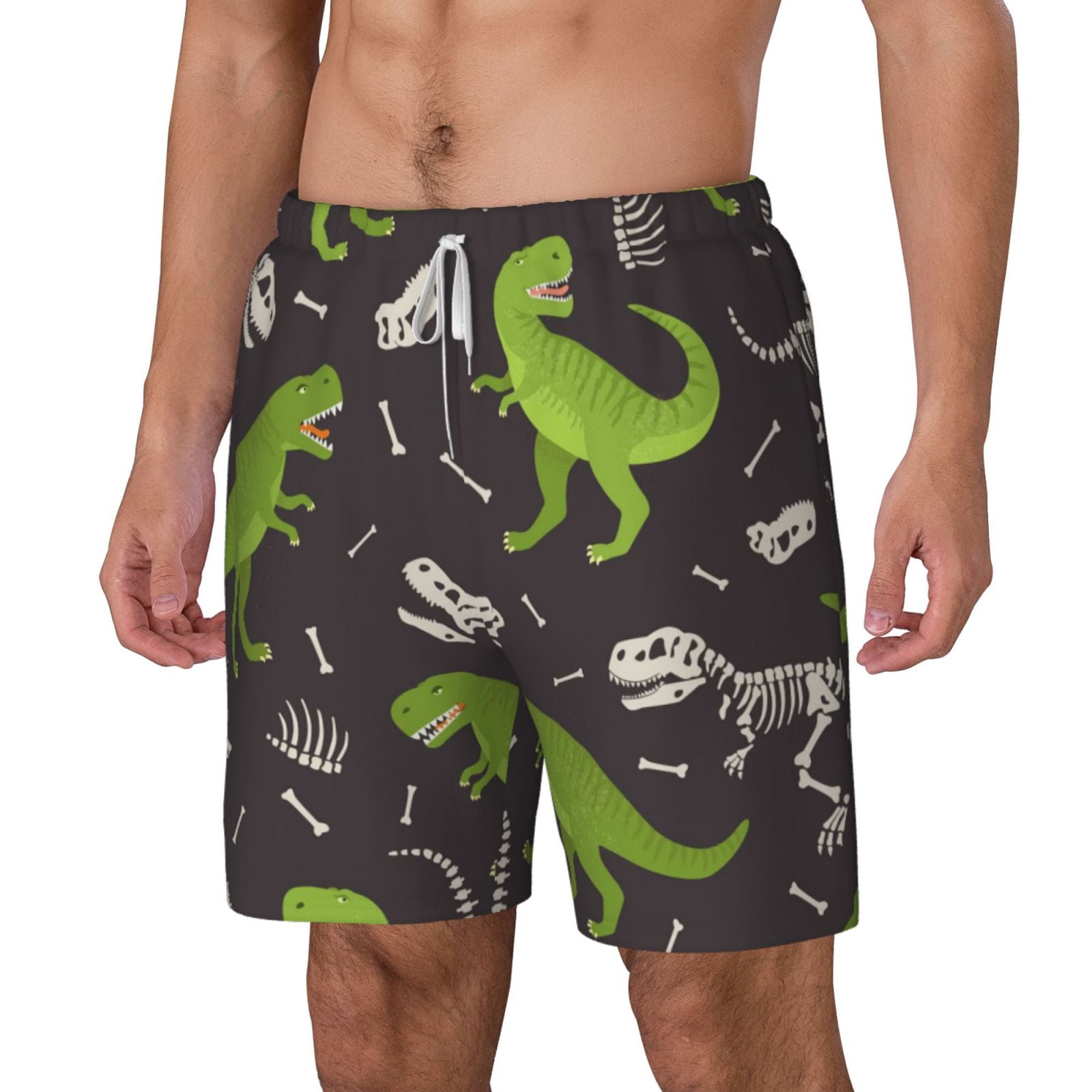 Picia Dinosaur Skeleton pattern Mens Swim Trunks with Compression Liner ...
