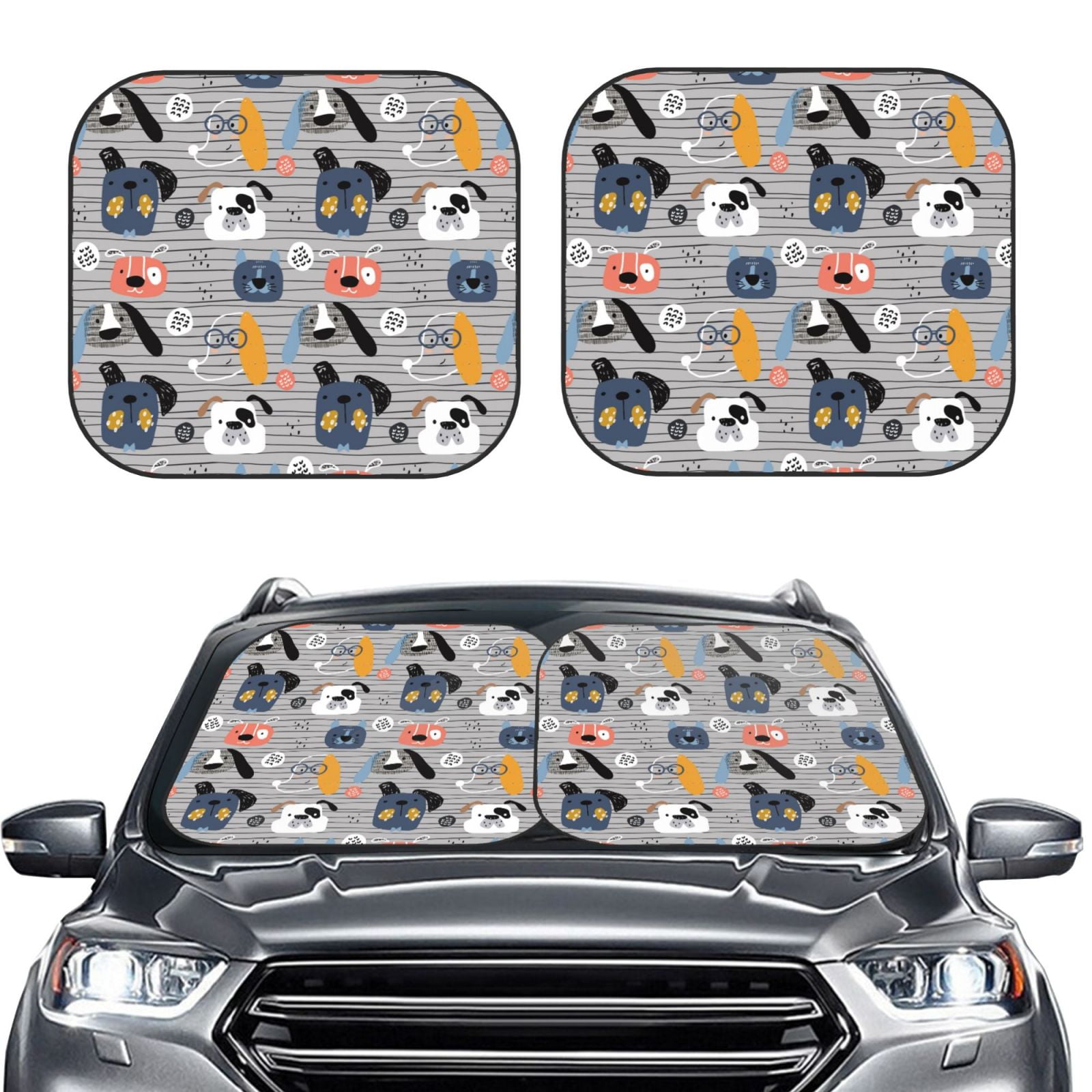 Picia Dog 2 Piece Car Windshield Sun Shade Foldable | Foldable Sun ...
