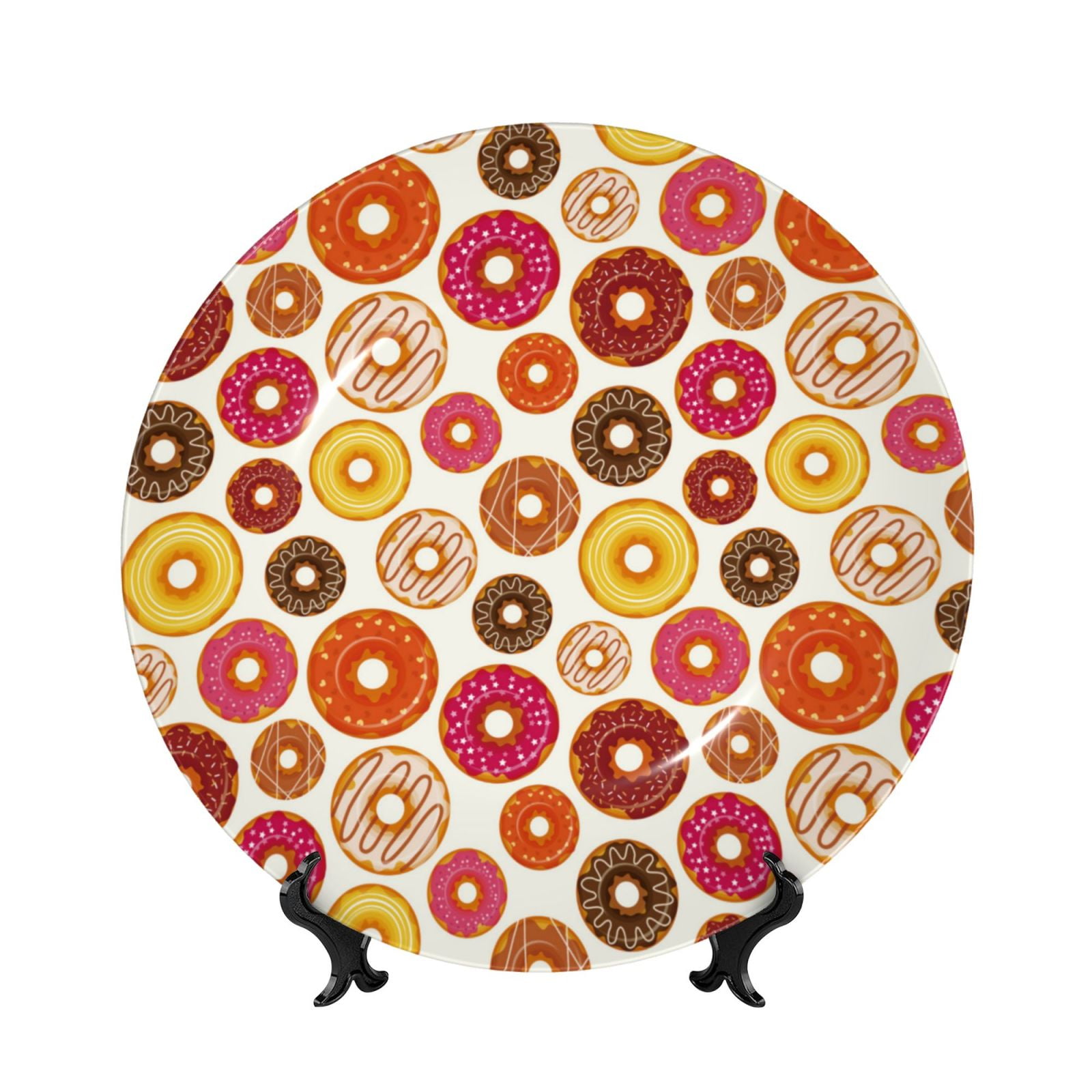 Picia Donut Pattern Bone China Decorative Plate – Wall Decor with Stand ...