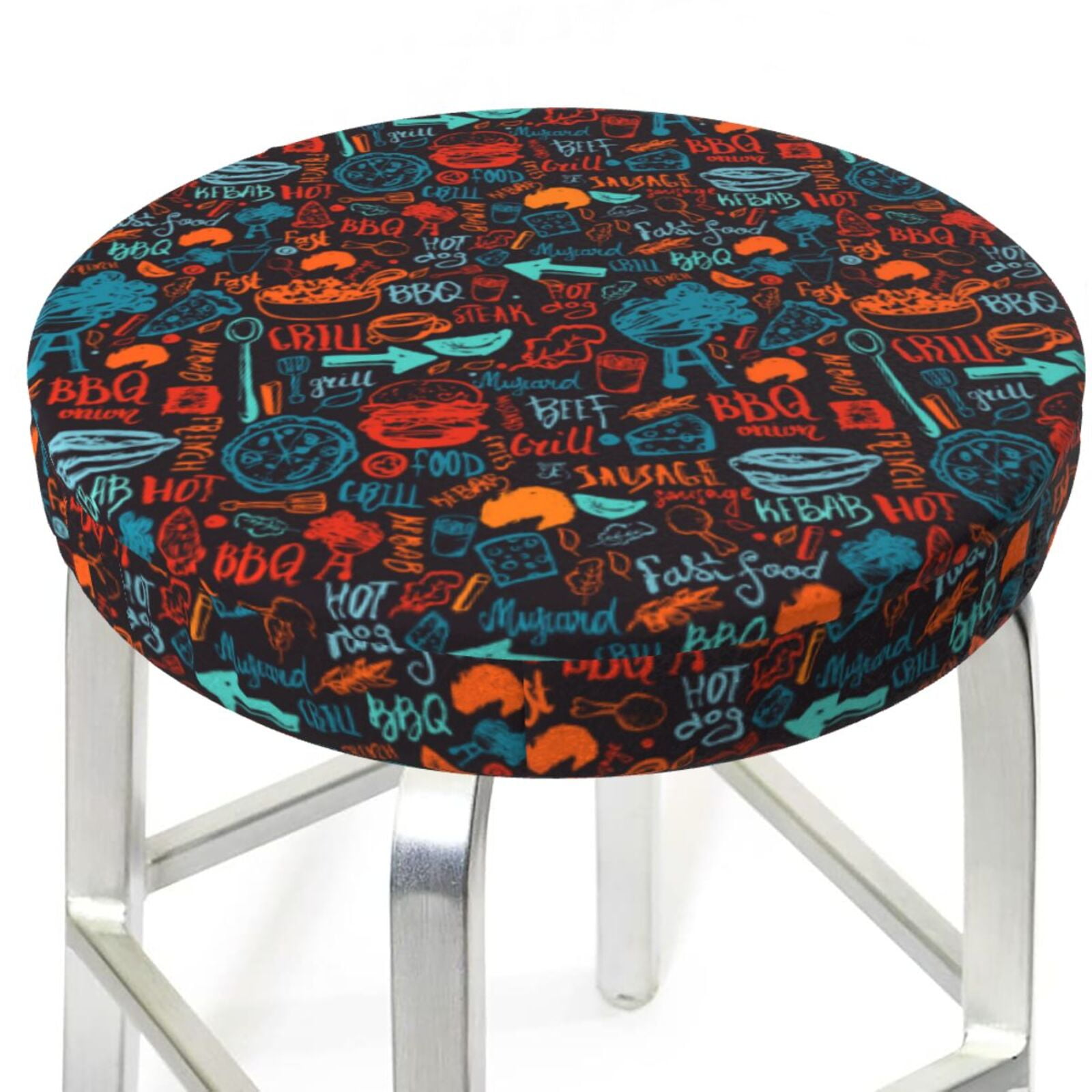 Picia Doodle Barbeque pattern Round Stool Covers Comfy Seat Covers ...