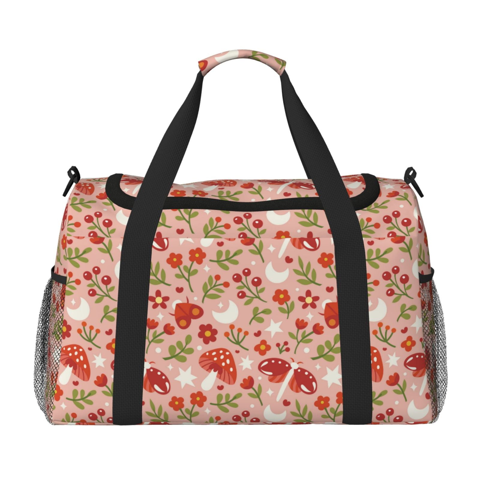 Picia Dragonfly Mushroom Print Travel Duffle Bag,Weekender Bags for ...