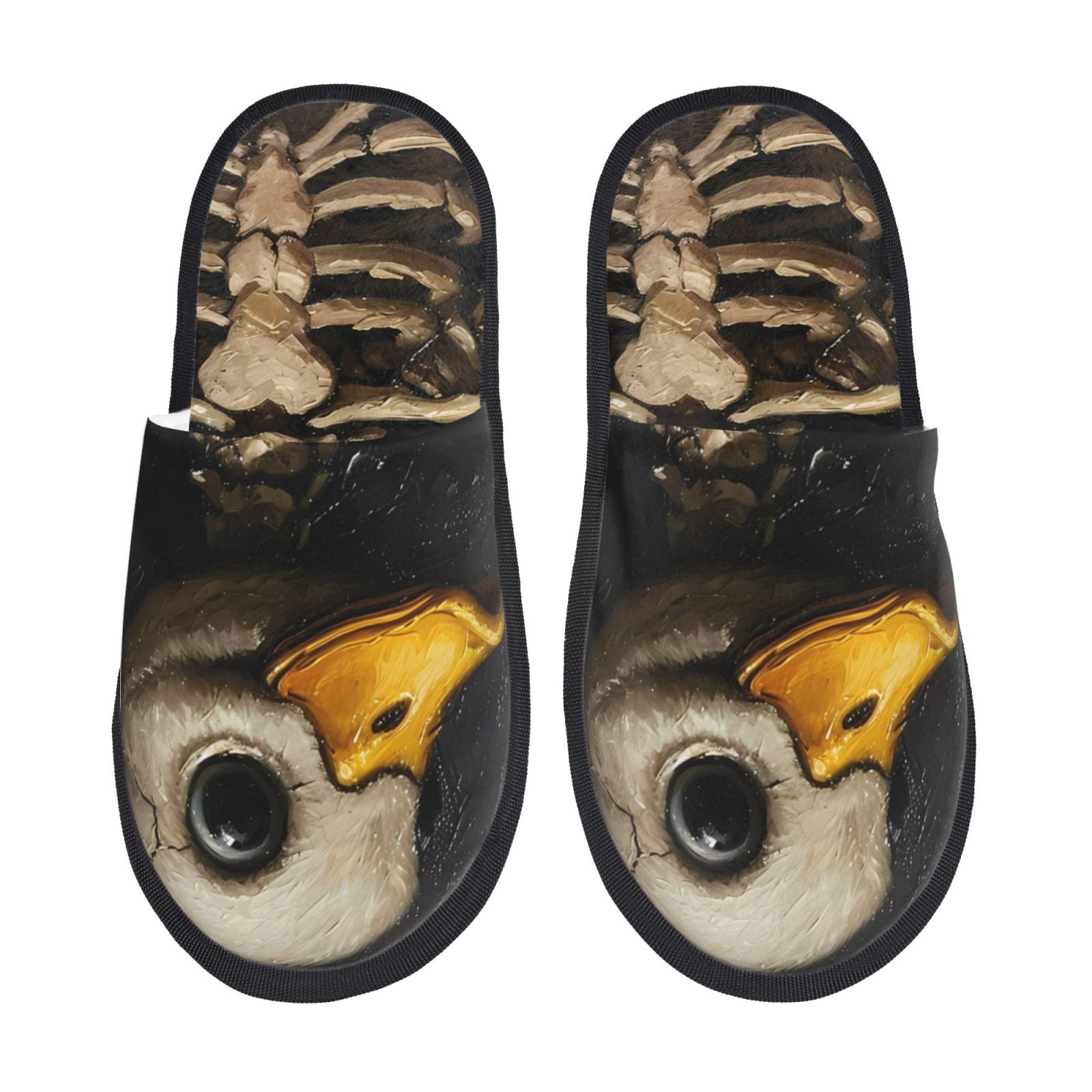 Picia Duck Bones Print Women's Fuzzy Fluffy House Slippers Plush Memory ...