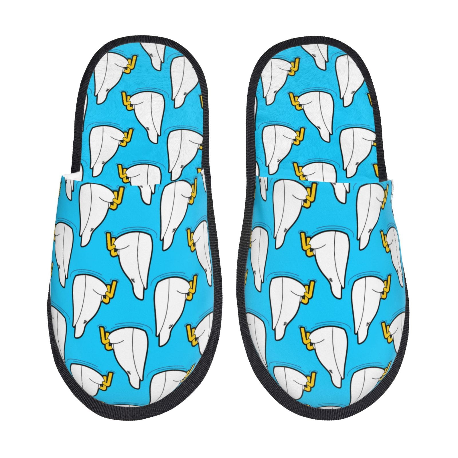 Picia Duck Dives Print Women's Fuzzy Fluffy House Slippers Plush Memory ...