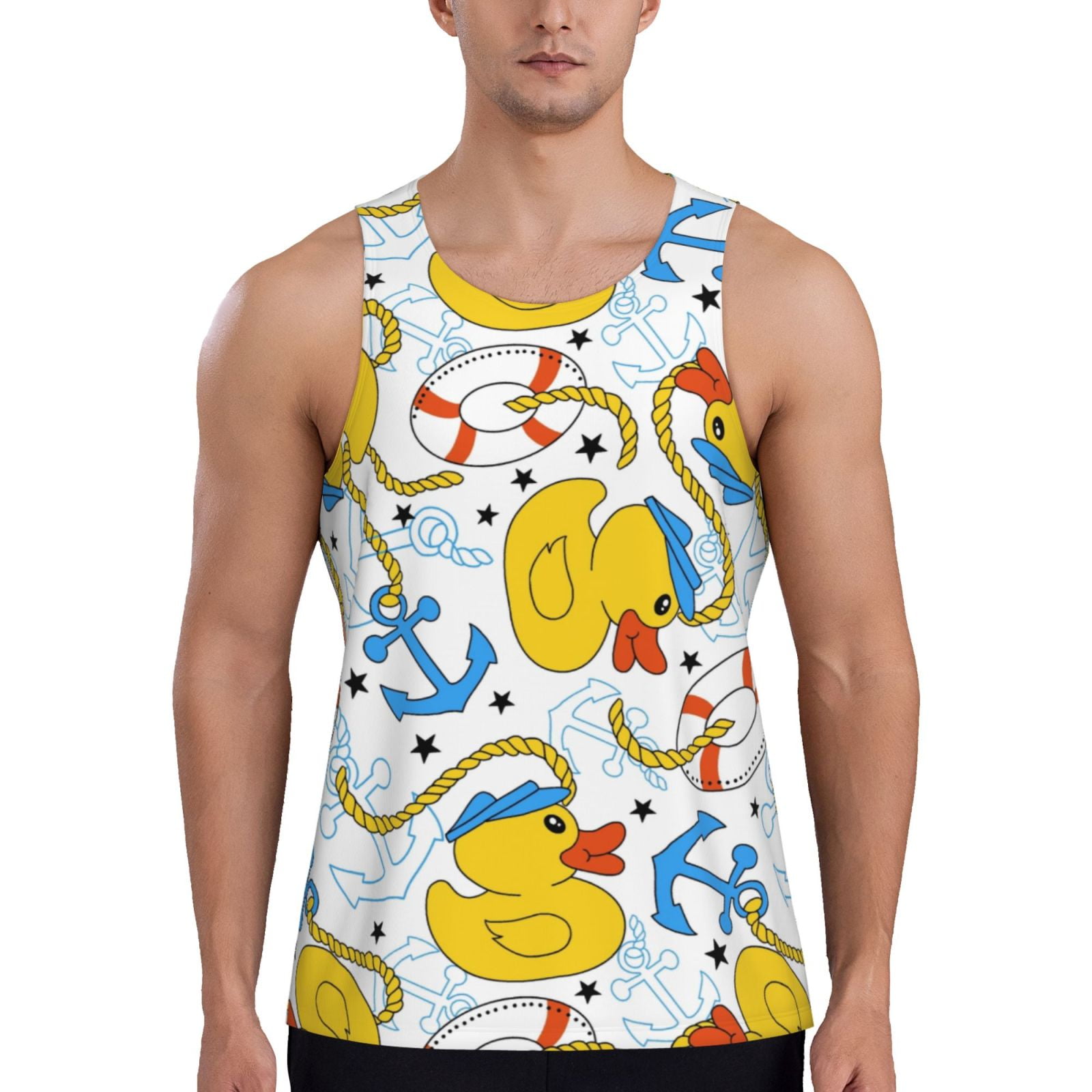 Picia Ducks and Anchors Printed Men’s Performance Tank, Men's Workout ...