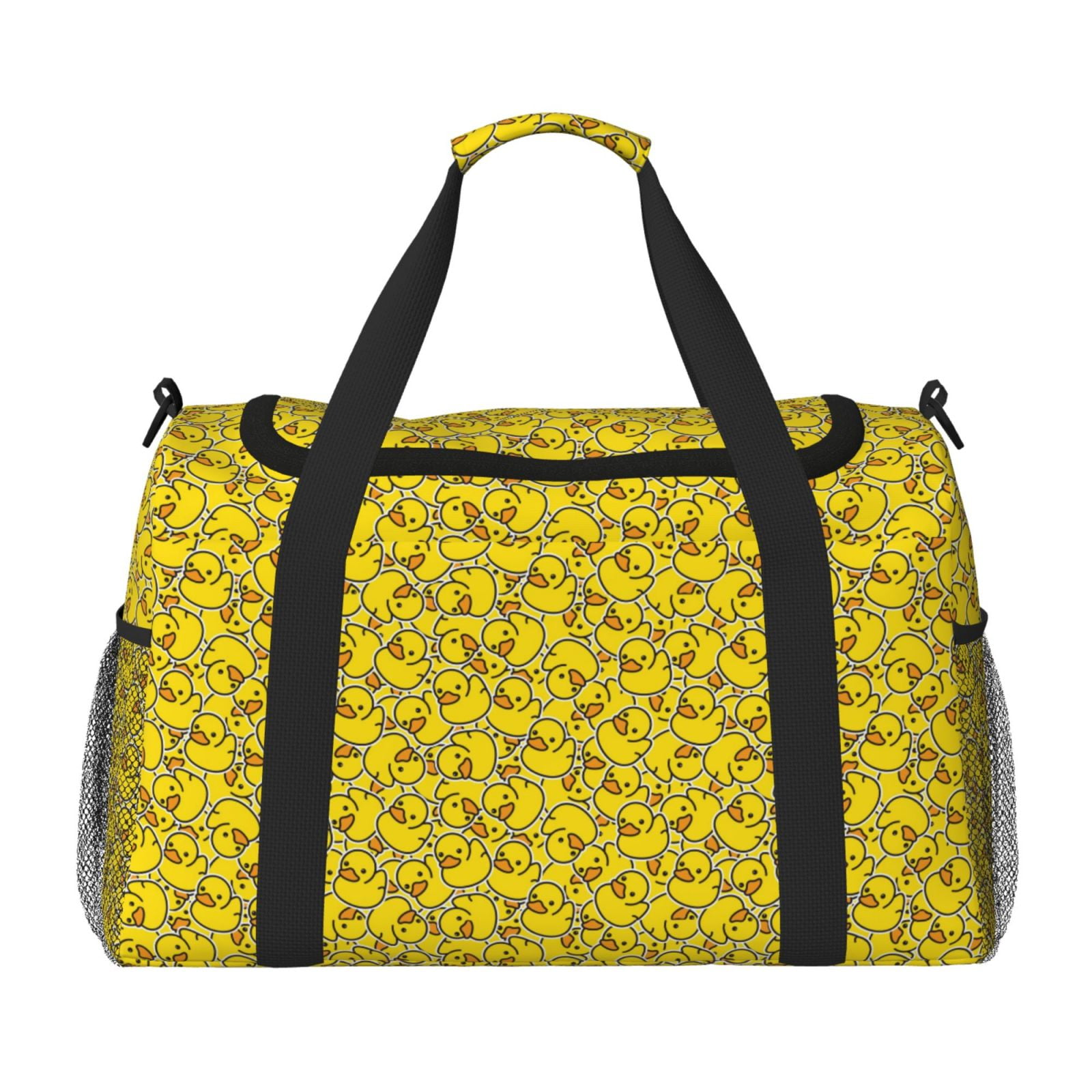 Picia Ducky Cartoon Animal Yellow Print Travel Duffle Bag,Weekender ...