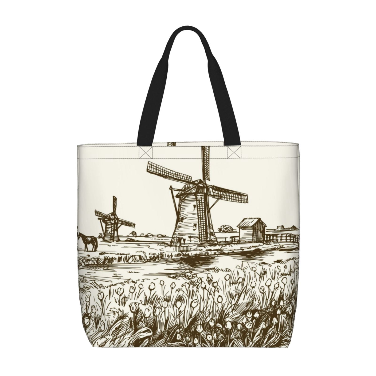 Picia Dutch Windmill for Tote Bag for Women with Zipper, Gym Tote with ...