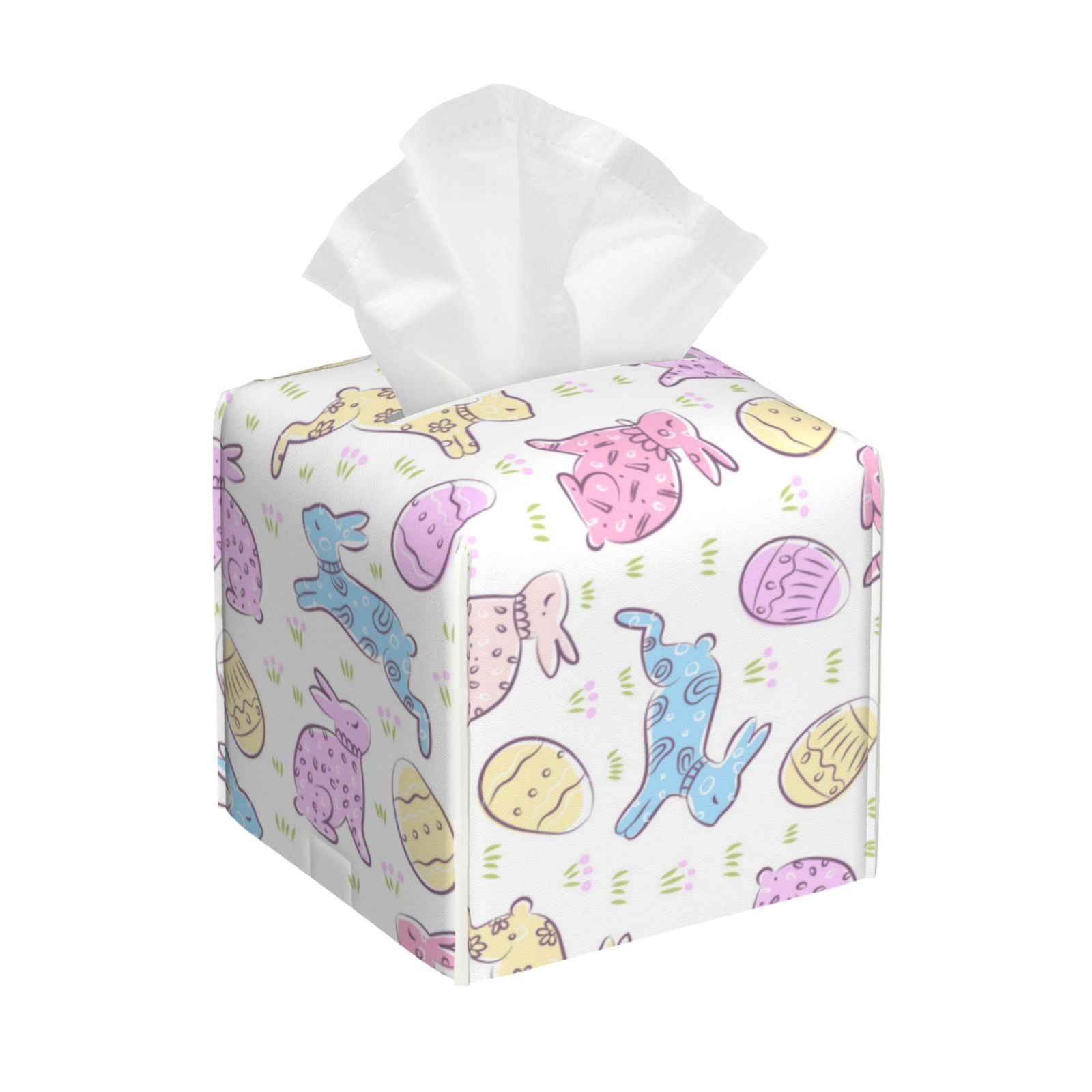 Picia Easter Colorful Rabbit Pattern Tissue Box Cover,PVC Leather ...