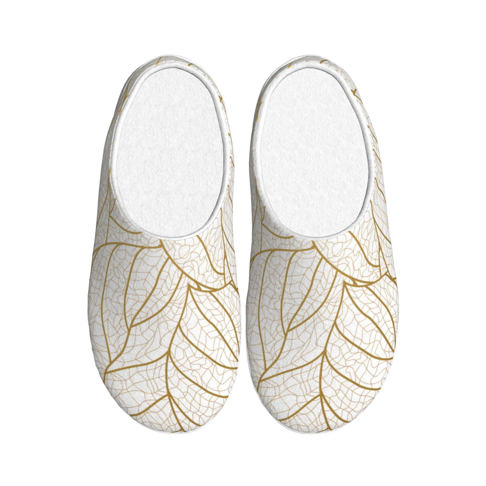 Picia Elegant Gold Leaf Pattern for Women's Lamb-hug Comfy Fleece House ...